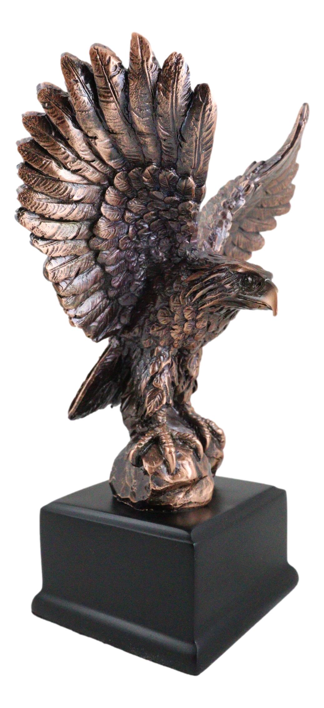 Patriotic Flight Bald Eagle On Rock Stretching Out Wings Figurine With ...