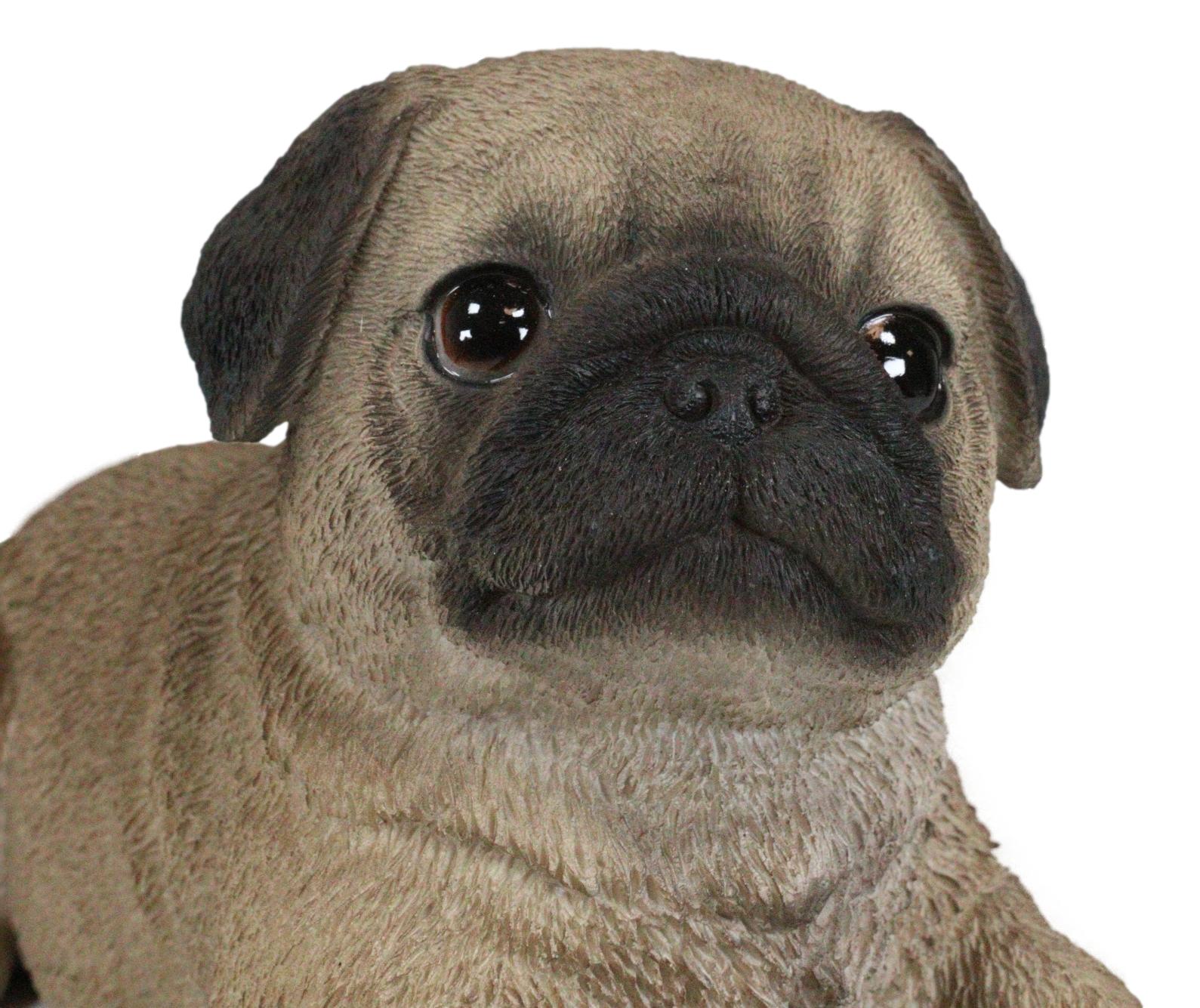 Lifelike Adorable Fawn Pug Puppy Dog Lying On Belly Figurine Pugsy Pet ...