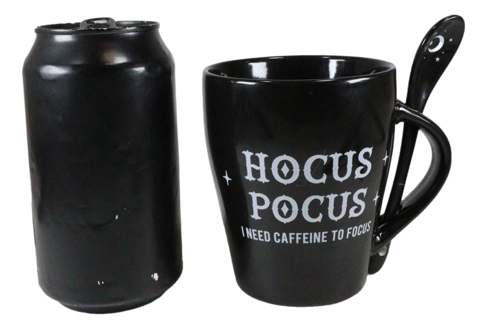 Witchcraft Wicca Hocus Pocus Crescent Moon Stars Coffee Mug And Spoon – Ebros Gift