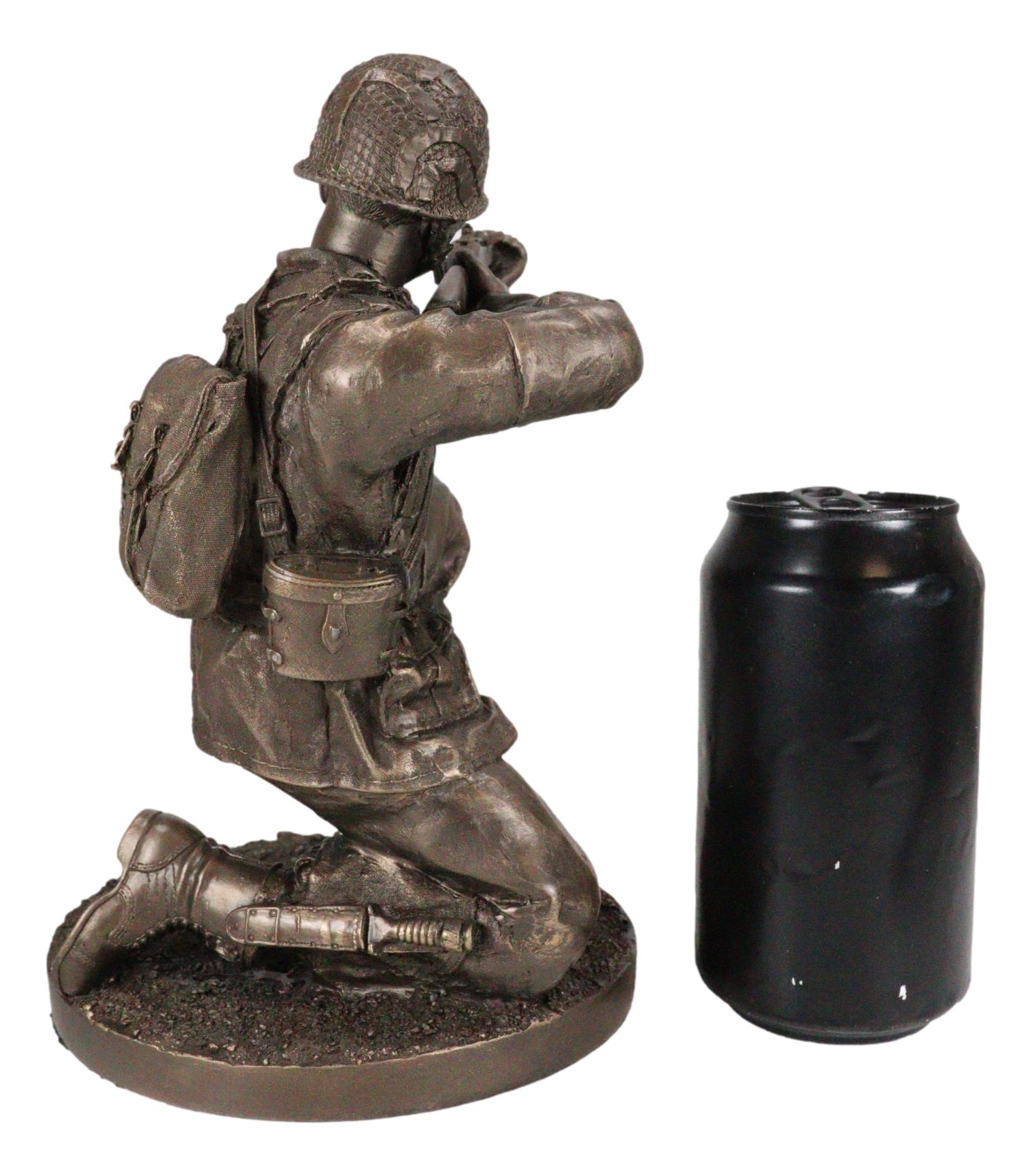 WW2 Soldier Taking Aim Statue 8.75"Tall Military Rifle Unit Infantry F ...