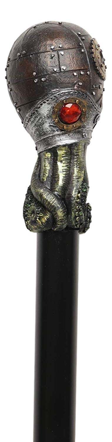 Ebros Steampunk Robotic Kraken Cthulhu Octopus Swagger Stick Cane Staf ...