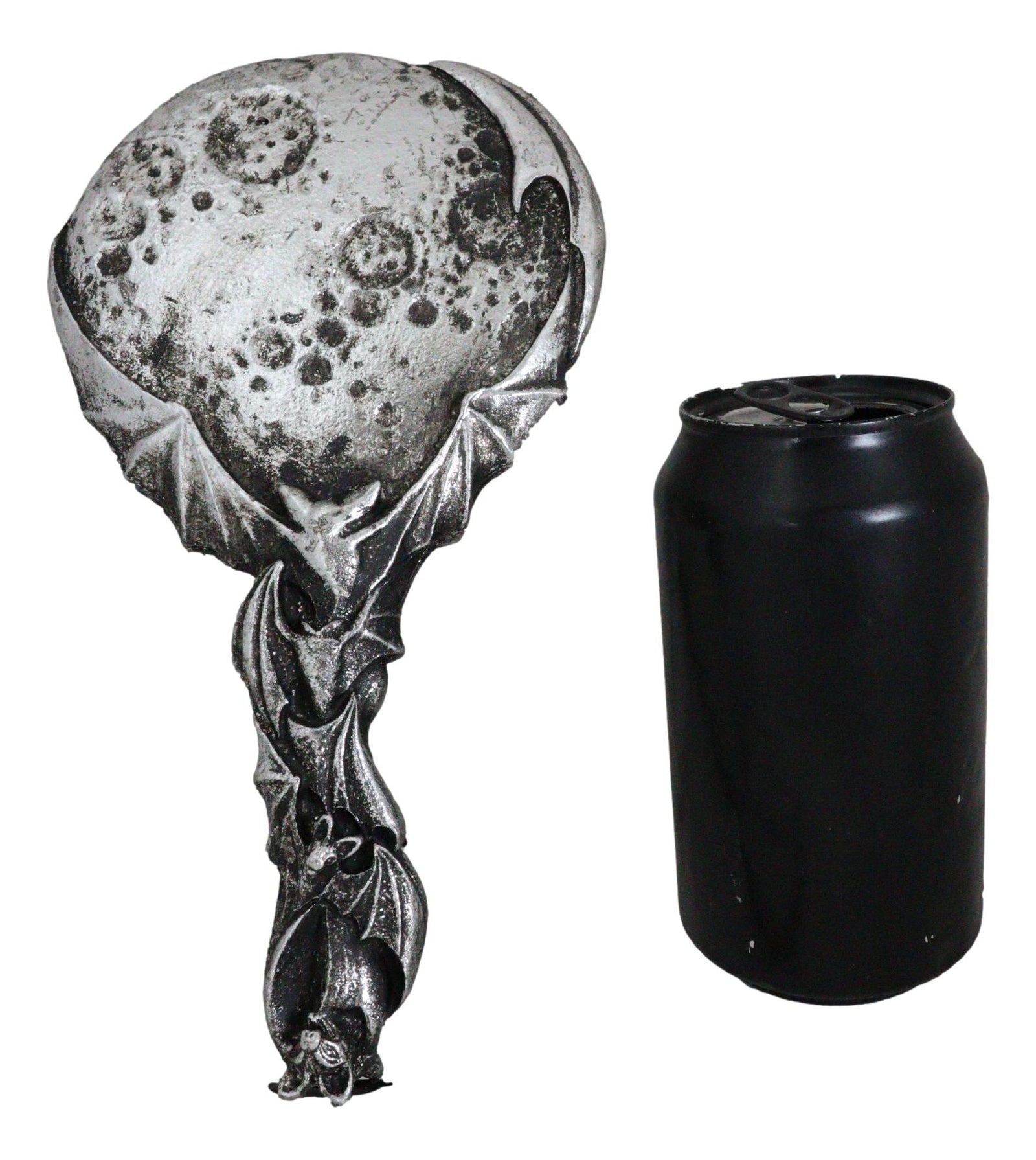 Wicca Macabre Gothic Vampire Bats Crescent Moon Crater Skull Hand Mirr ...