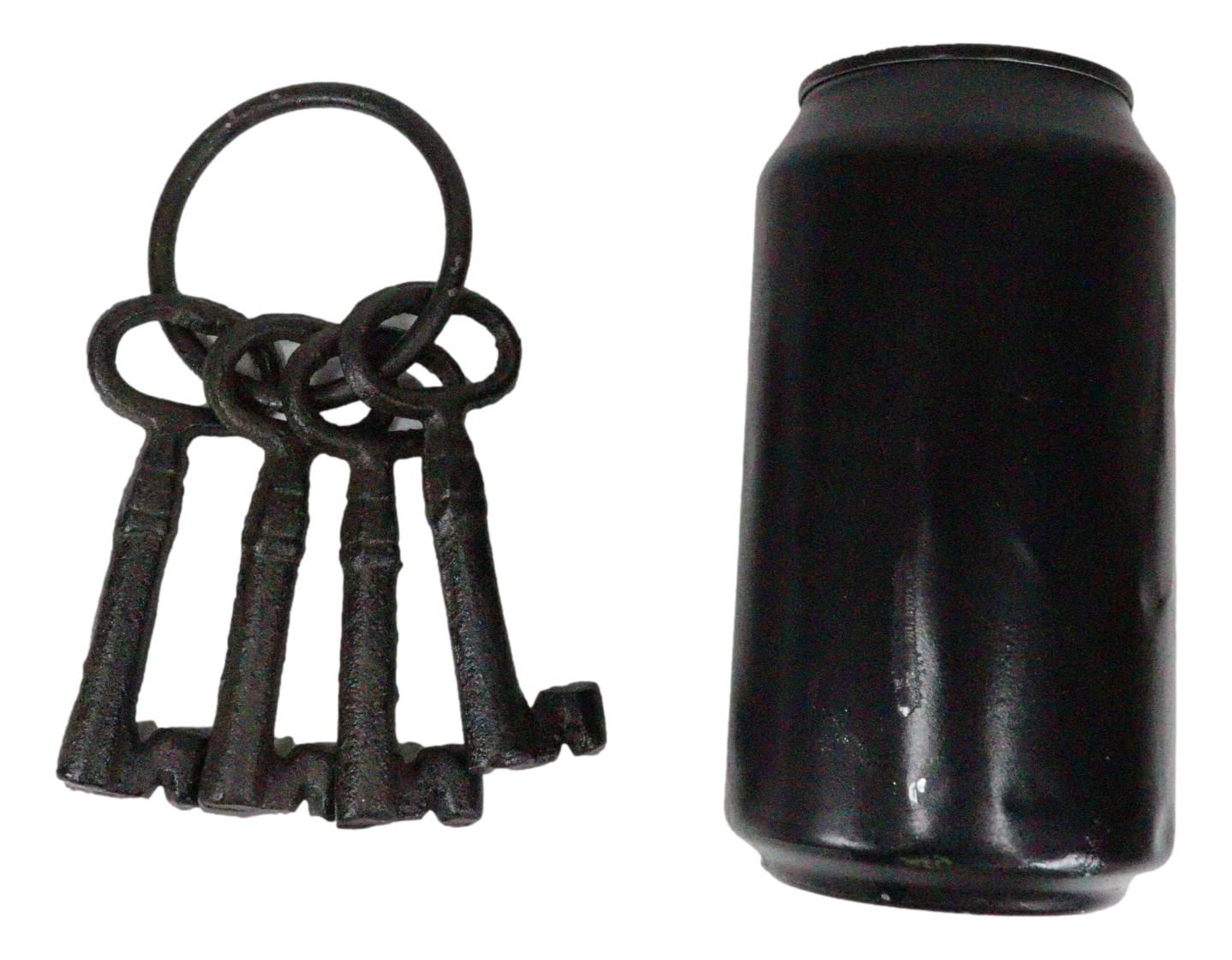 Rustic Vintage Antique Style Cast Iron Jailer Keys Set of 4 In Ring Co ...