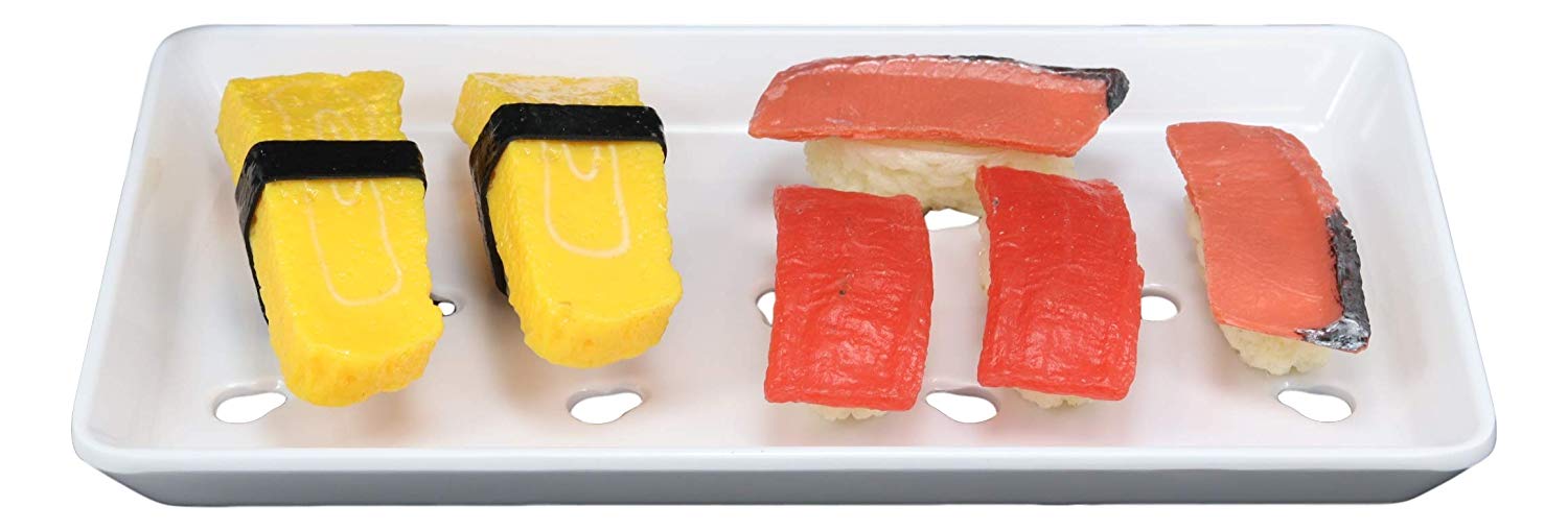 Ebros White Neta Zara Sushi Sashimi Plate With Drip Holes 8.75"L x 5"W ...