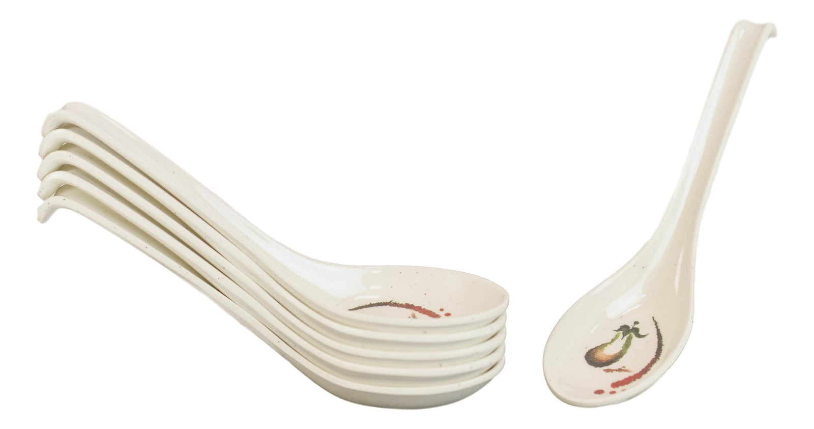 Pack of 6 Melamine Zen Swirl Eggplant Art Ladle Soup Spoon With Notch ...
