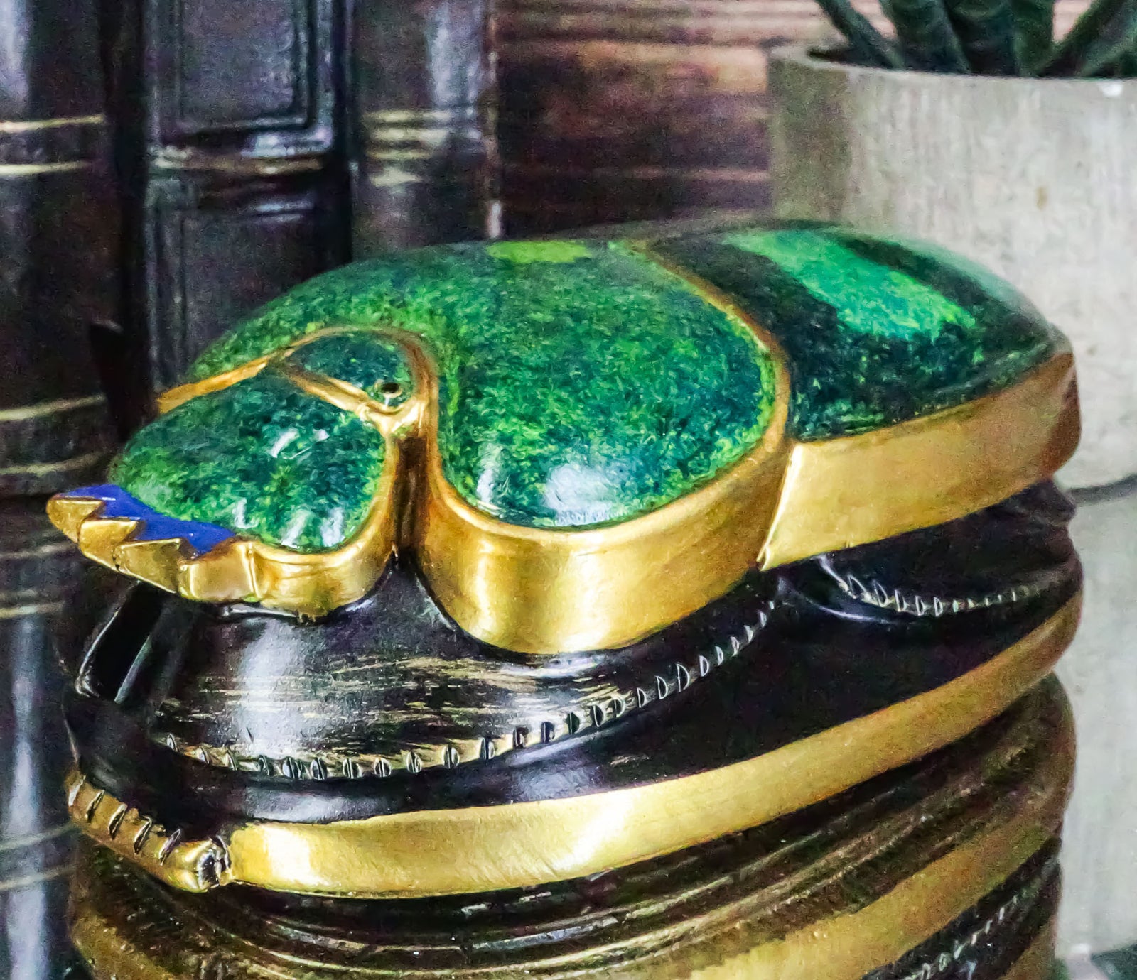 Egyptian Scarab Oracle Amulet 4" Long Symbol of Rebirth Green Scarab F ...