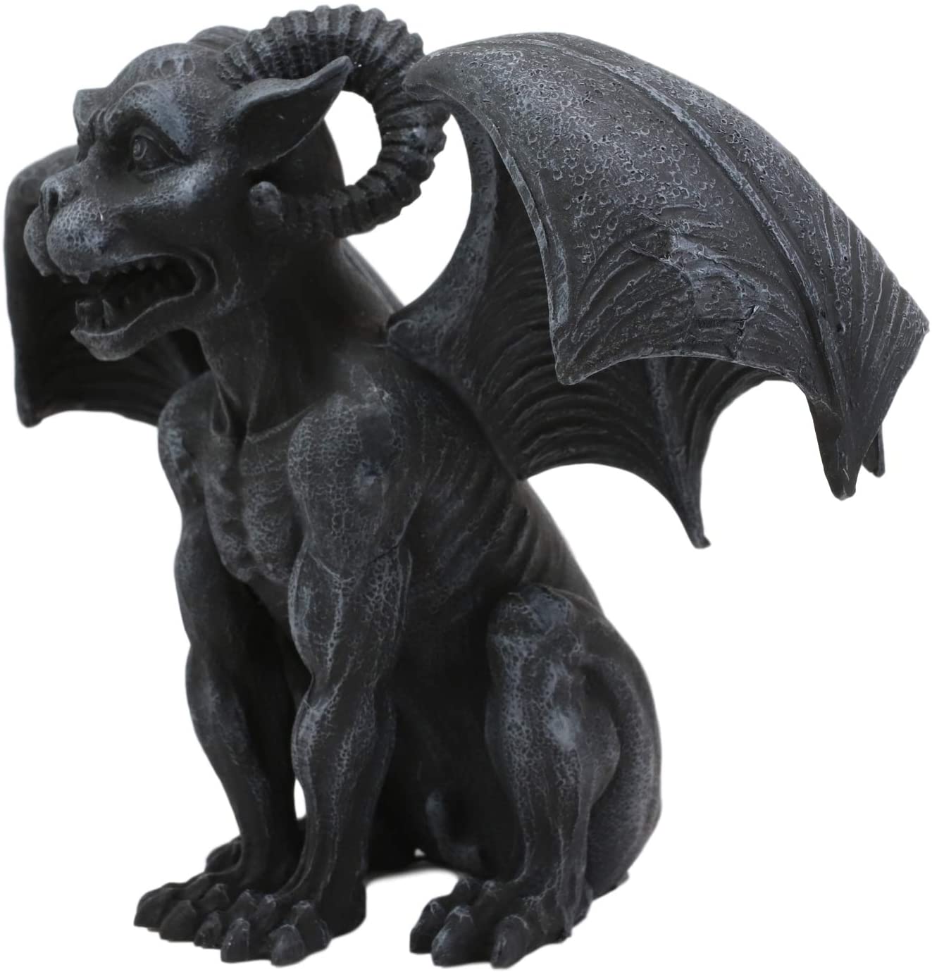 Ebros Crouching Ram Horned Gargoyle Statue in Faux Stone Finish Resin ...