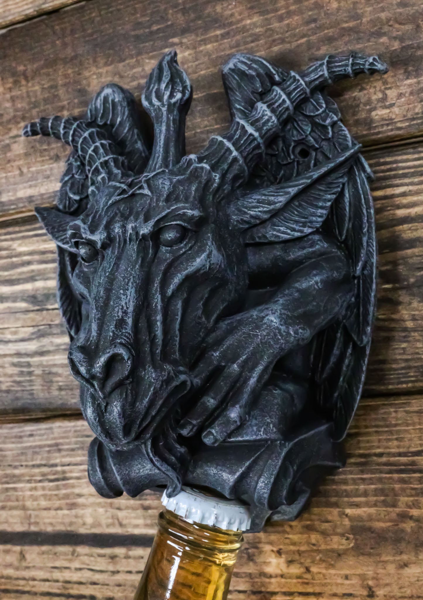 Divine Horned Sabbatic Goat Idol Samael Lilith Baphomet Wall Beer Bott ...