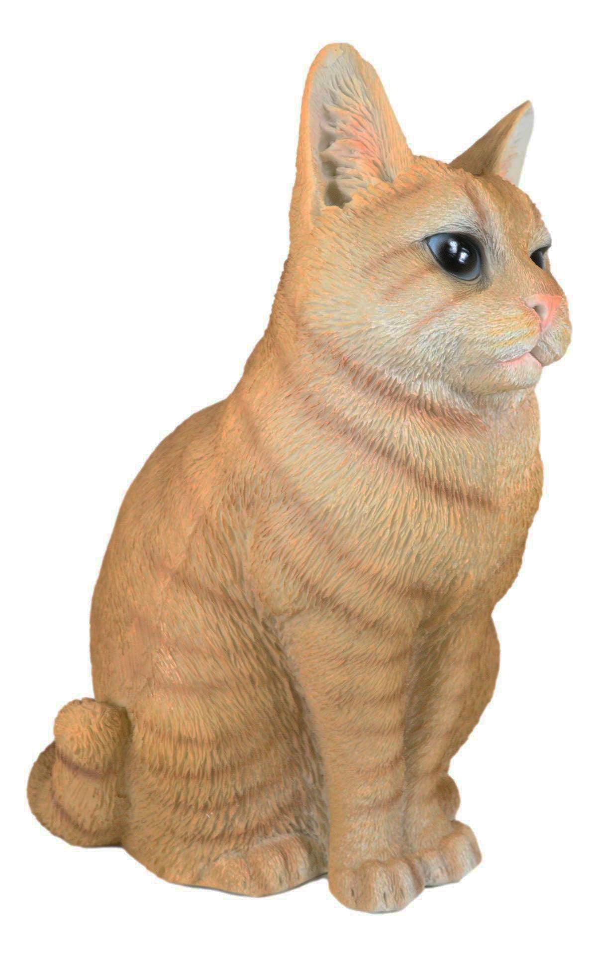 Lifelike Pet Pal Sitting Feline Striped Orange Tabby Cat Statue 12.75 ...
