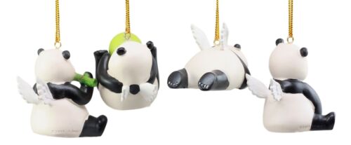 Angel Winged Flying Pandas Hanging Ornament Set of 4 Resin Decor Figur ...