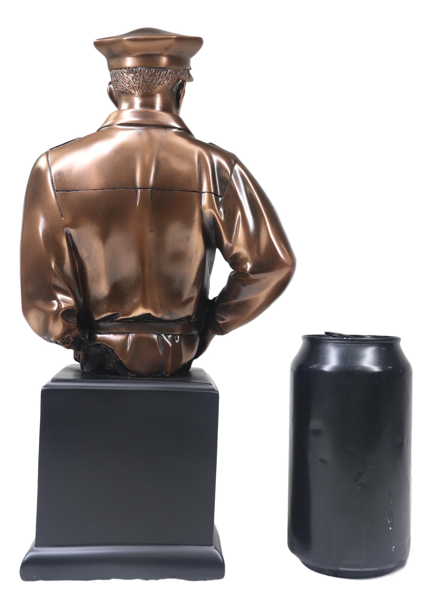 Police Man Officer Cop in Uniform Portrait Bust Electroplated Statue W ...