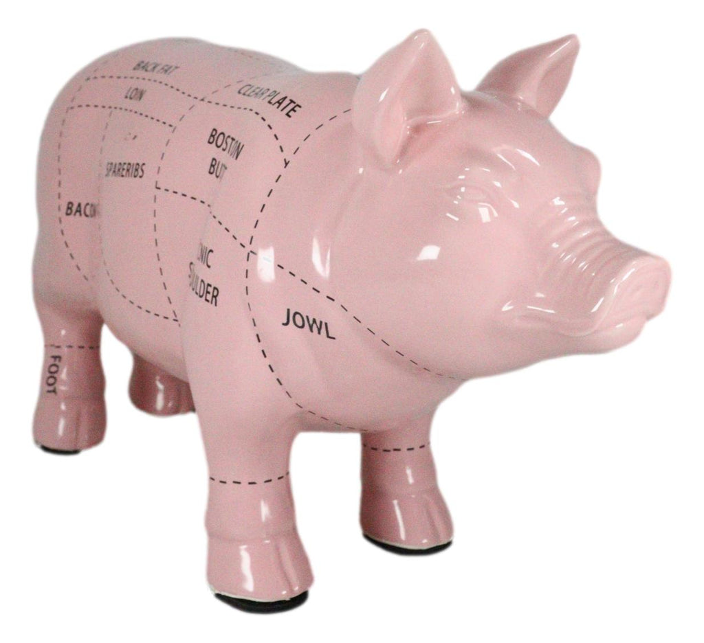 Large Ceramic Rustic Country Farmhouse Pink Pig Pork Butcher Chart Fig ...
