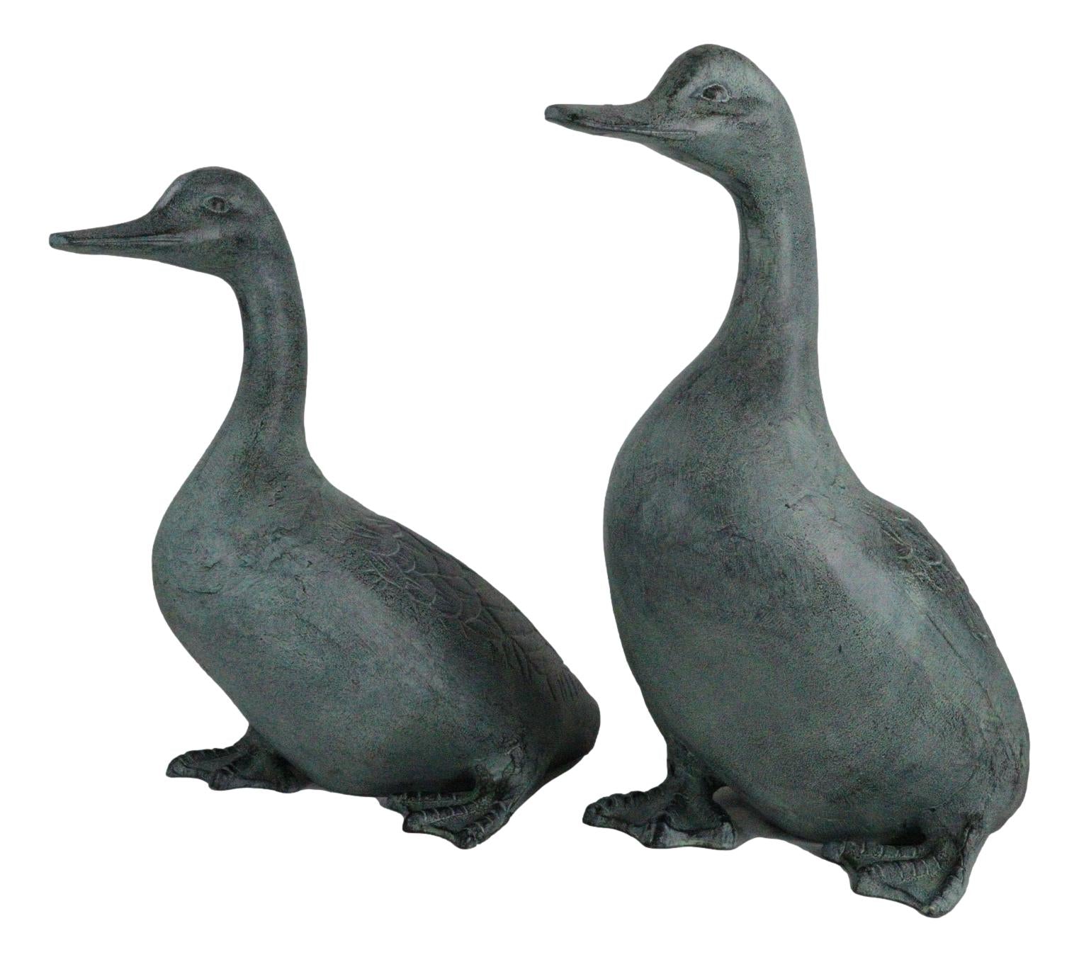 Ebros Gift Large Verdi Green Aluminum Two Lover Pond Ducks Garden Stat