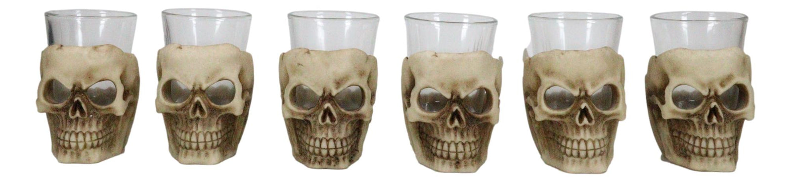 Ebros Grinning Skull Shot Glass Set of 6 Altar of Skulls Skeleton Ossu ...