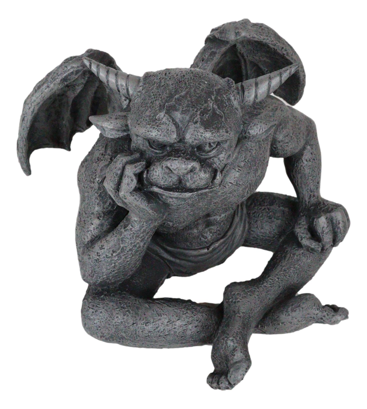 Ebros Horned Gargoyle The Dreamer Figurine Sitting Statue 6.5 Inch Lon ...