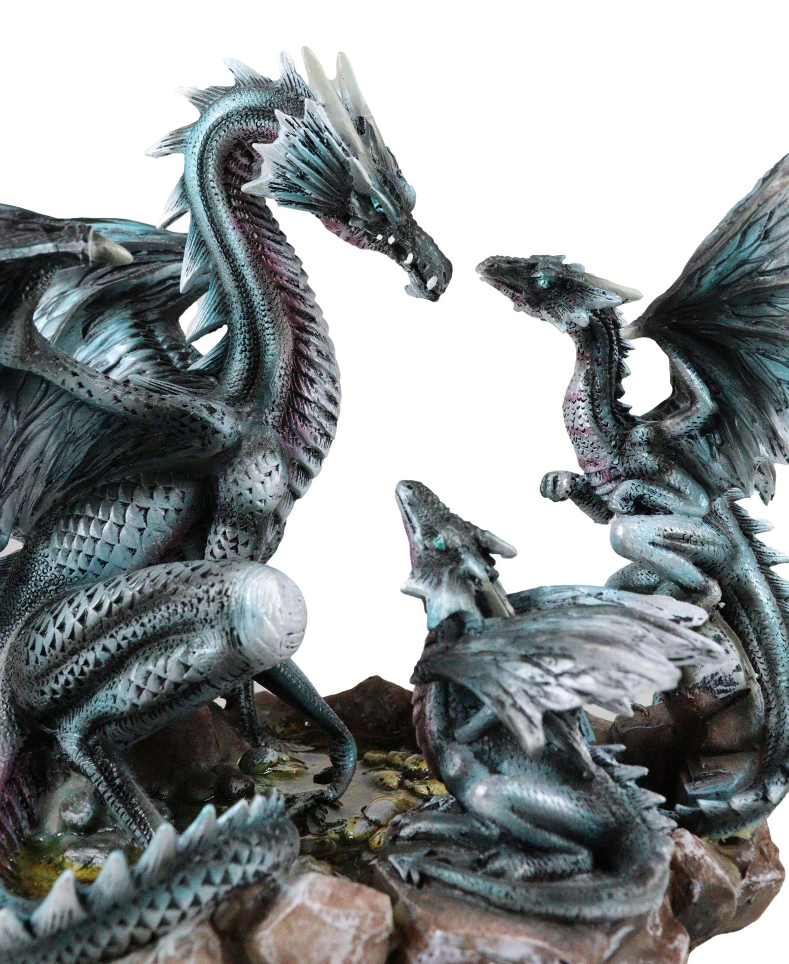 Narygos Blue Iceberg Mother Dragon With Baby Dragons Statue Home Decor ...