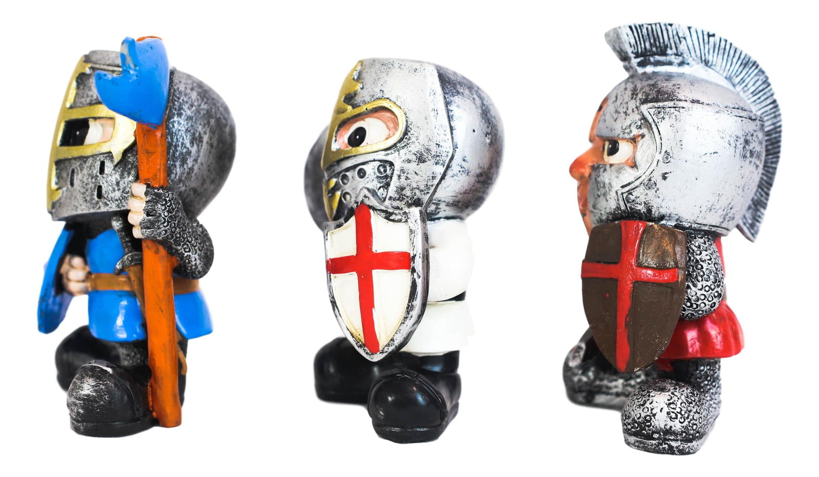 Chibi Templar Crusader Knights With Sword Axe Flag And Shield Figurine ...