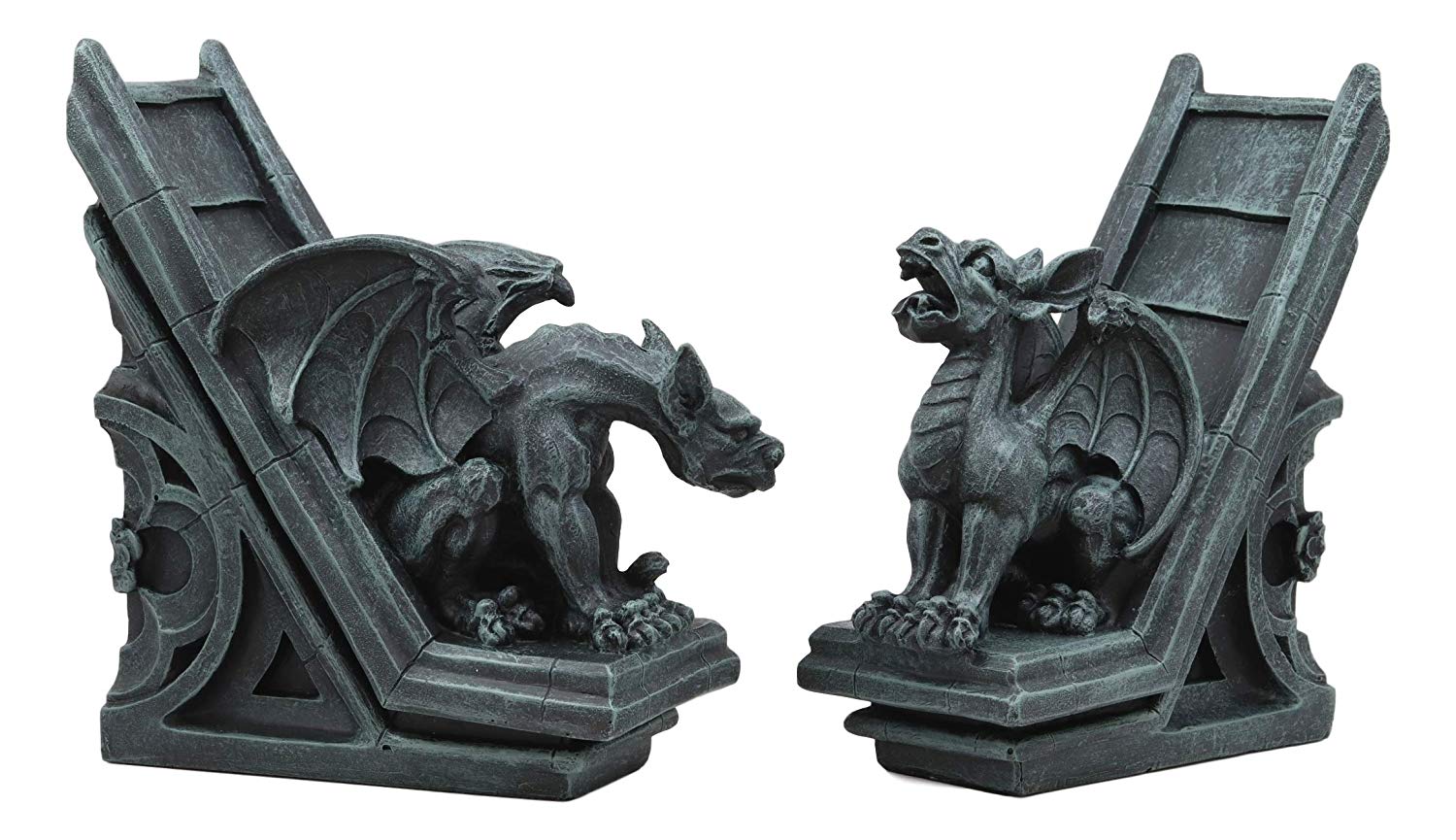 Ebros Gothic Roaring Gargoyles On Rooftop Sculptural Bookends Set 7" H ...