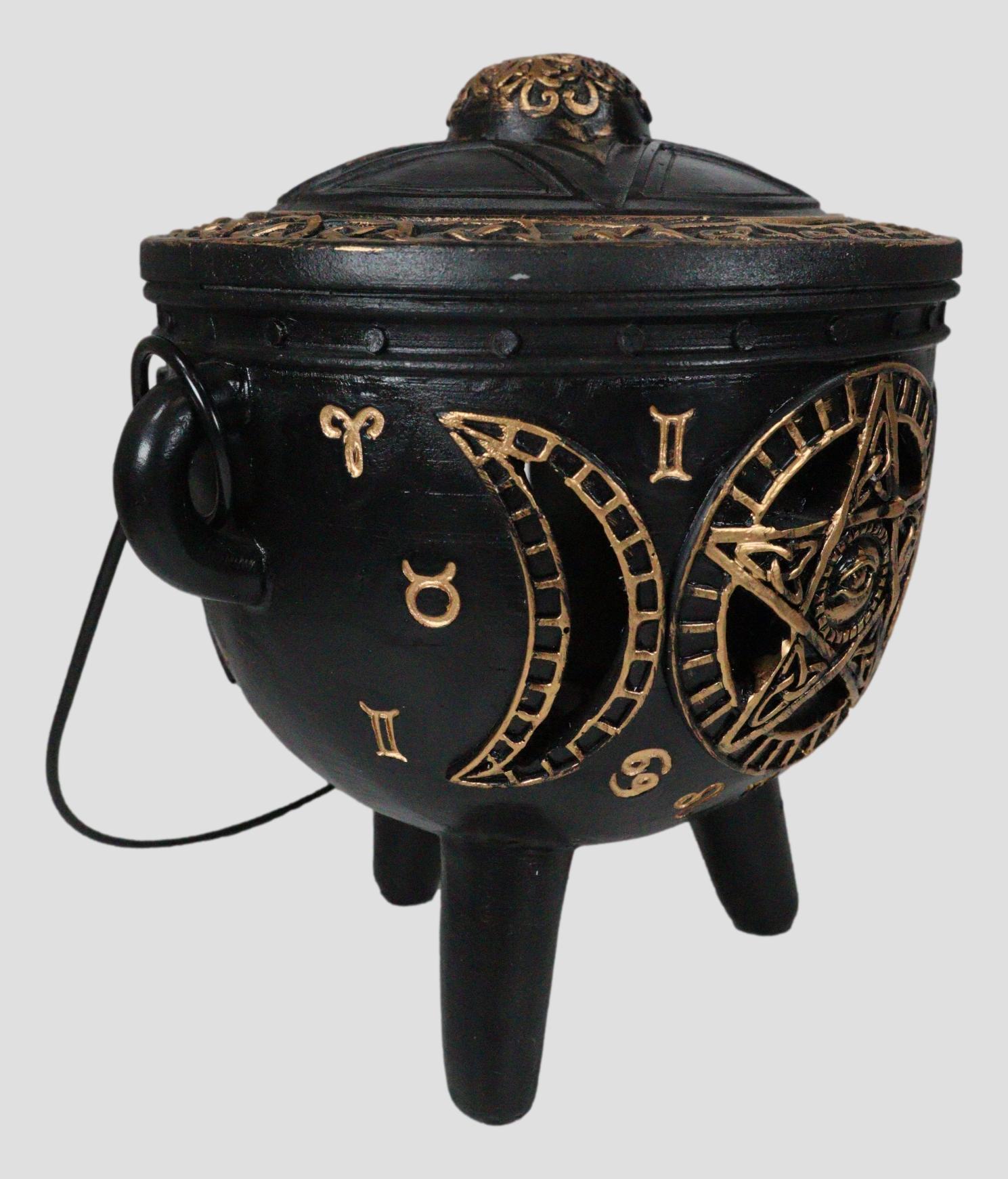 Celtic Wicca Black Magic Occult All Seeing Eye Pentagram LED Cauldron ...