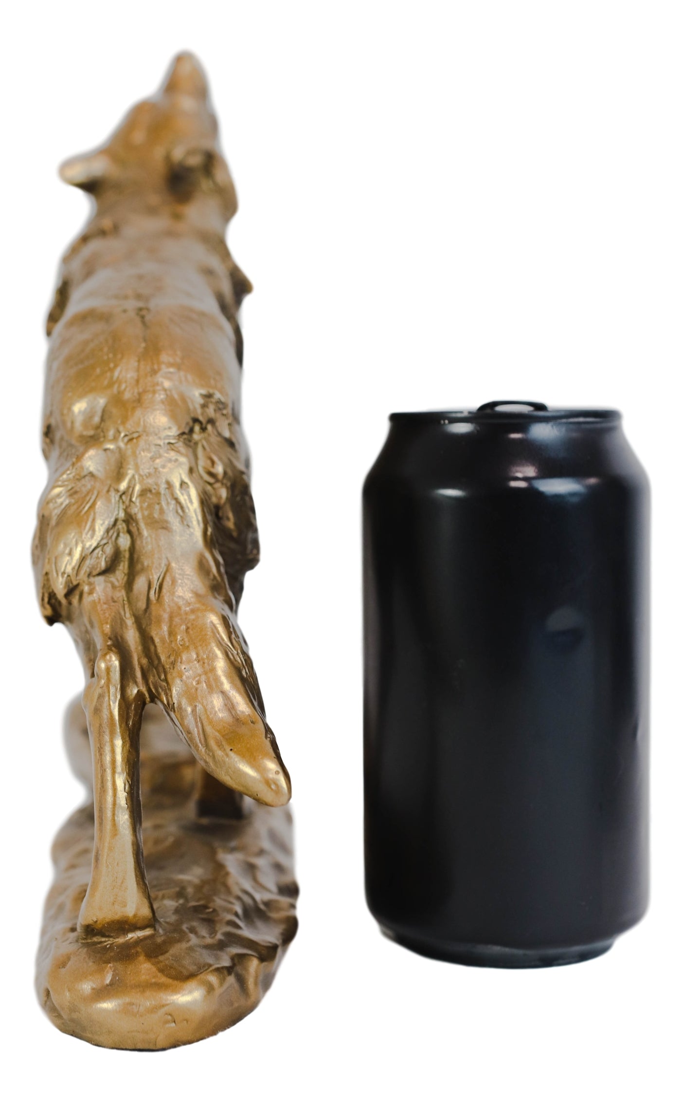 Full Moon Howling Alpha Gray Wolf Timberwolf Statue In Gold Patina Fin ...