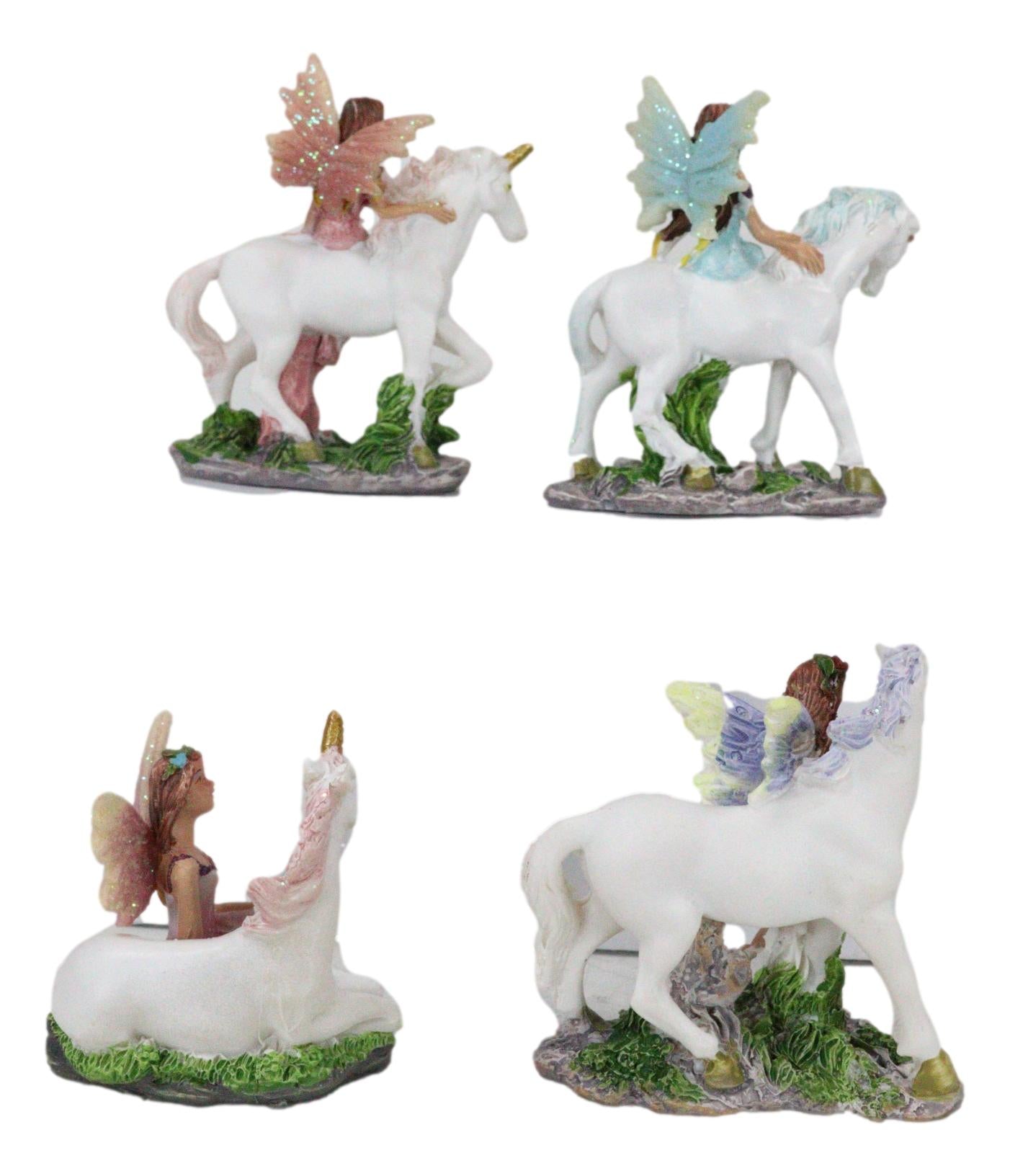 Beautiful Fairy Damsel With Legendary Unicorn Miniature Figurine Colle ...