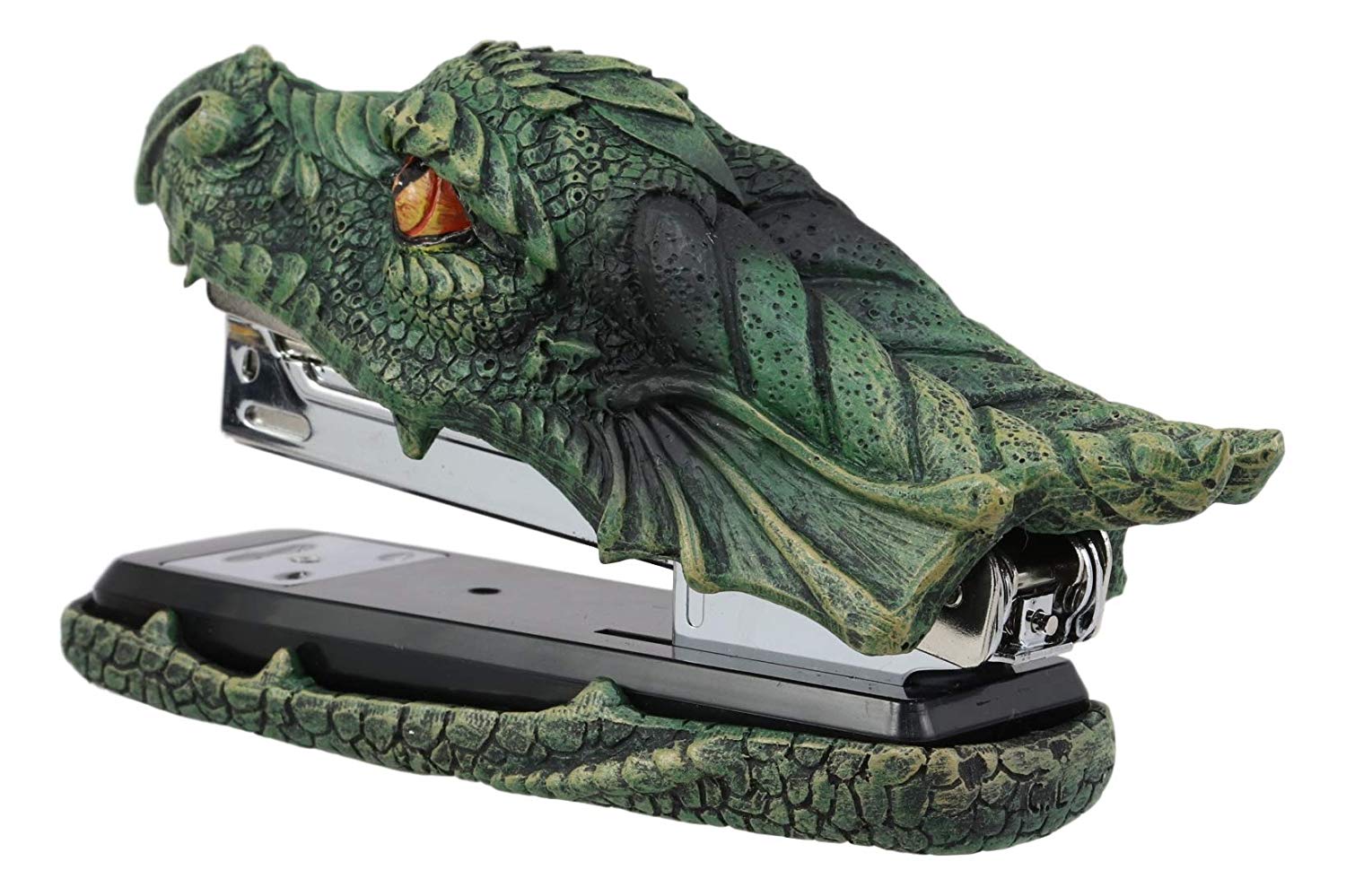Ebros Legendary Green Fire Dragon Head Stapler Light Duty Office Deskt ...