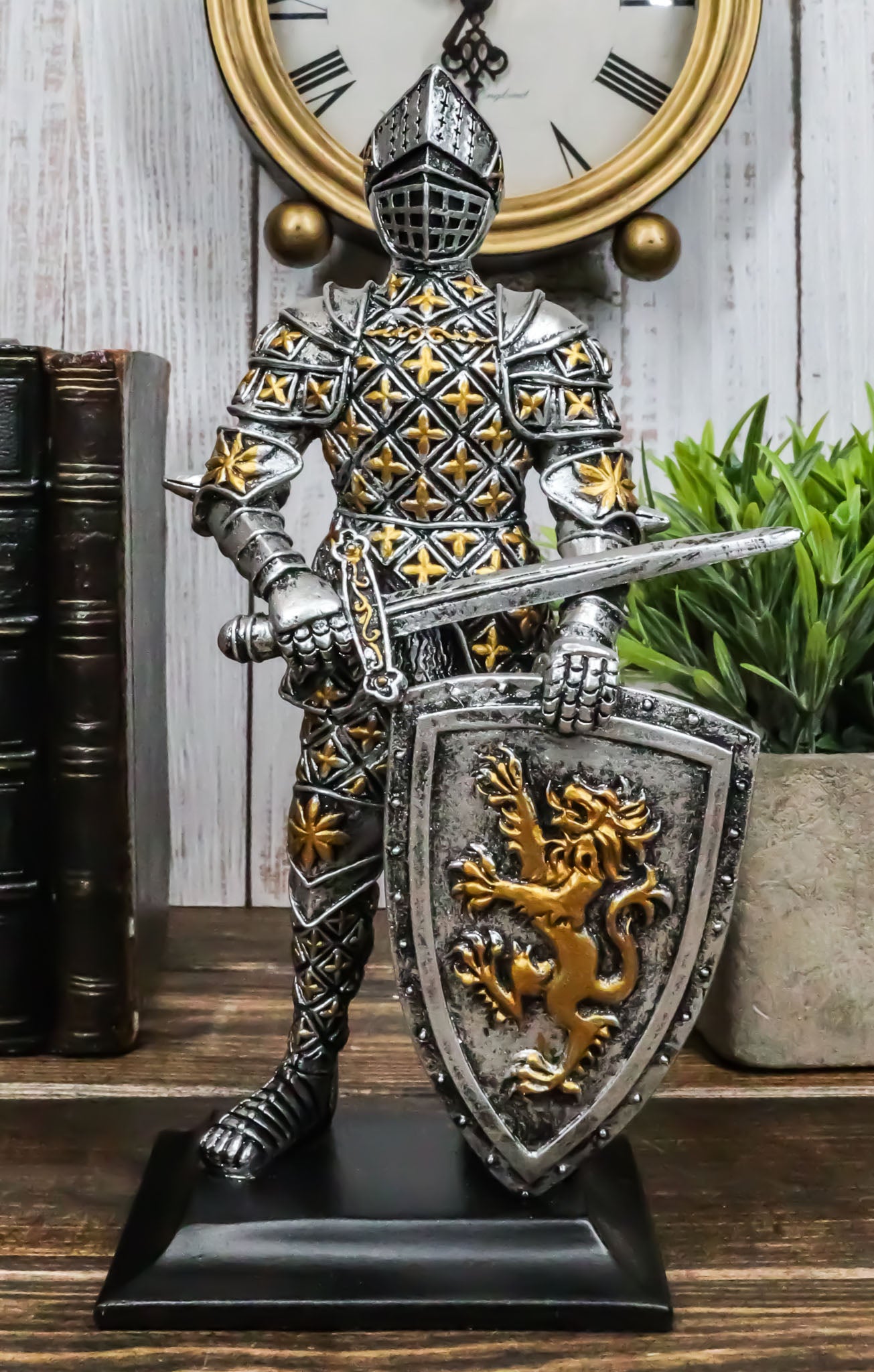 Medieval Swordsman Knight Of Lyon Figurine 8.5"H Suit of Armor Coat Of ...