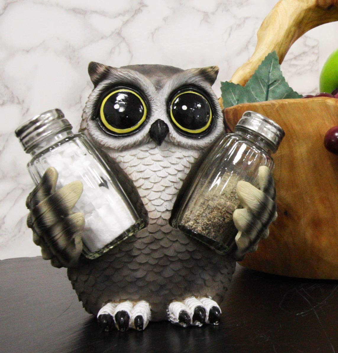 Ebros Whimsical Owlet Baby Owl W/ Big Round Eyes Glass Salt & Pepper S ...