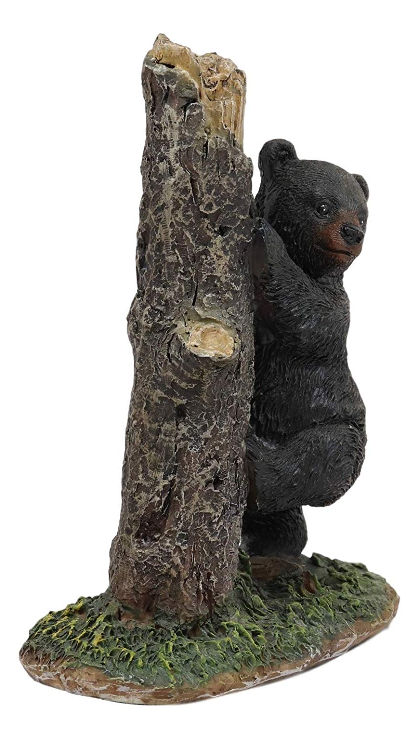 Ebros 5.5" Tall Realistic Black Bear Climbing Tree Trunk Statue Rustic ...