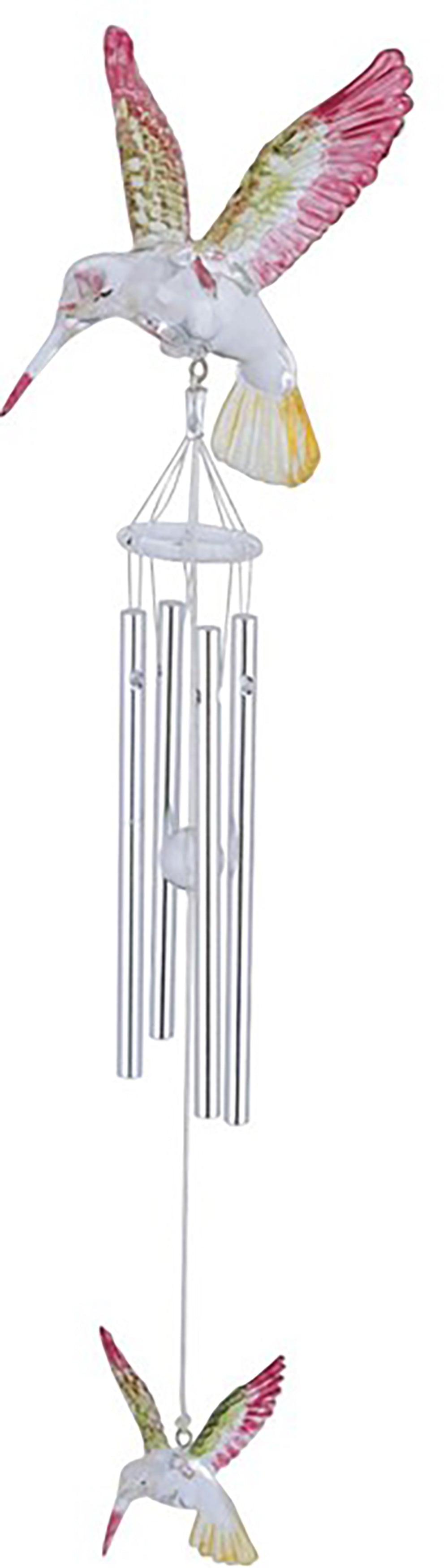 Acrylic Colorful Flying Hummingbird Wind Chime 16" Tall with Aluminum ...