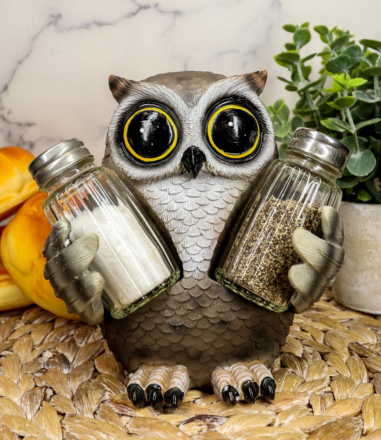 Ebros Whimsical Owlet Baby Owl W/ Big Round Eyes Glass Salt & Pepper S ...