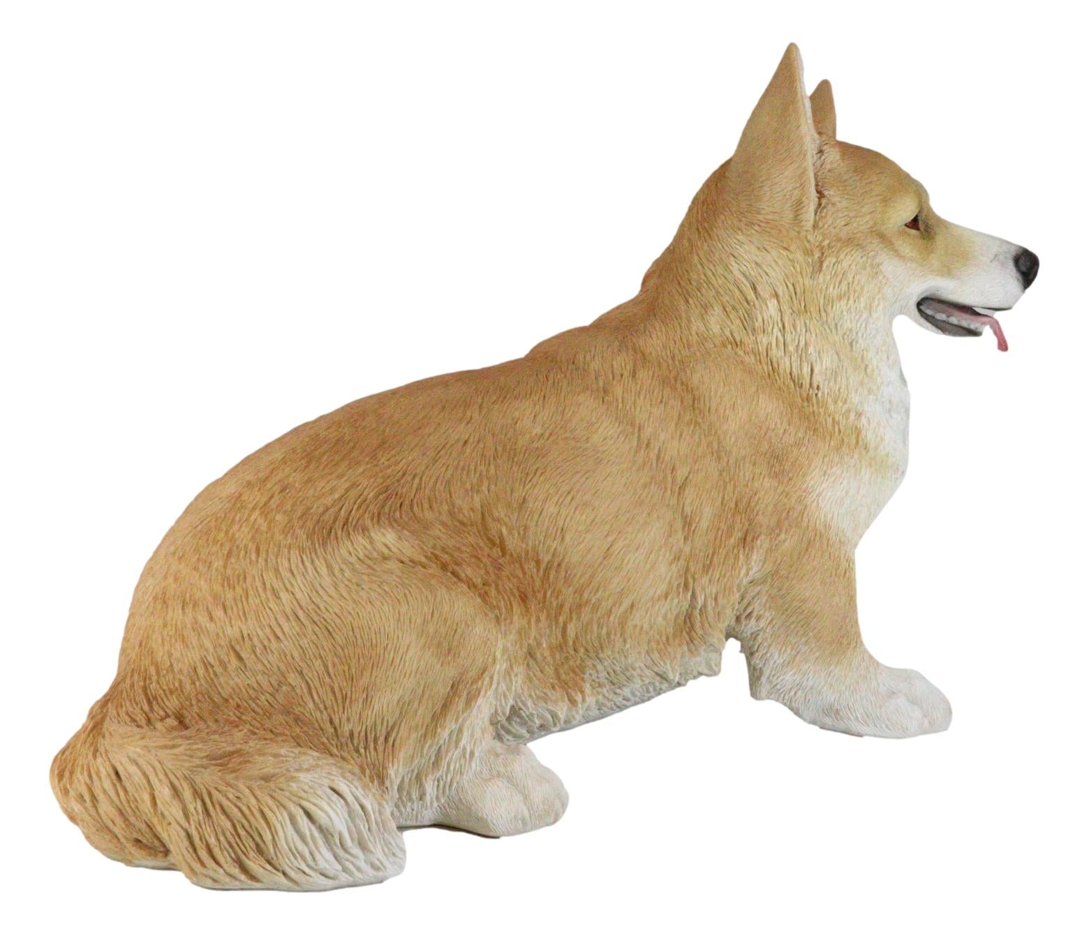 Large 18.5" Long Sitting Realistic Lifelike Welsh Corgi Dog Statue Hom ...