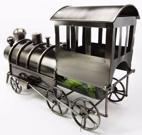 Locomotive Railroad Train Hand Made Metal Wine Bottle Holder Caddy Fig ...