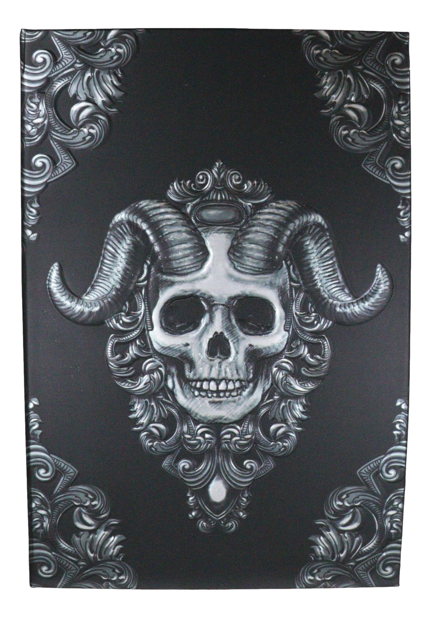 Necromancy Gothic Baphomet Demon Skull Blank Page Hardcover Journal Bo ...