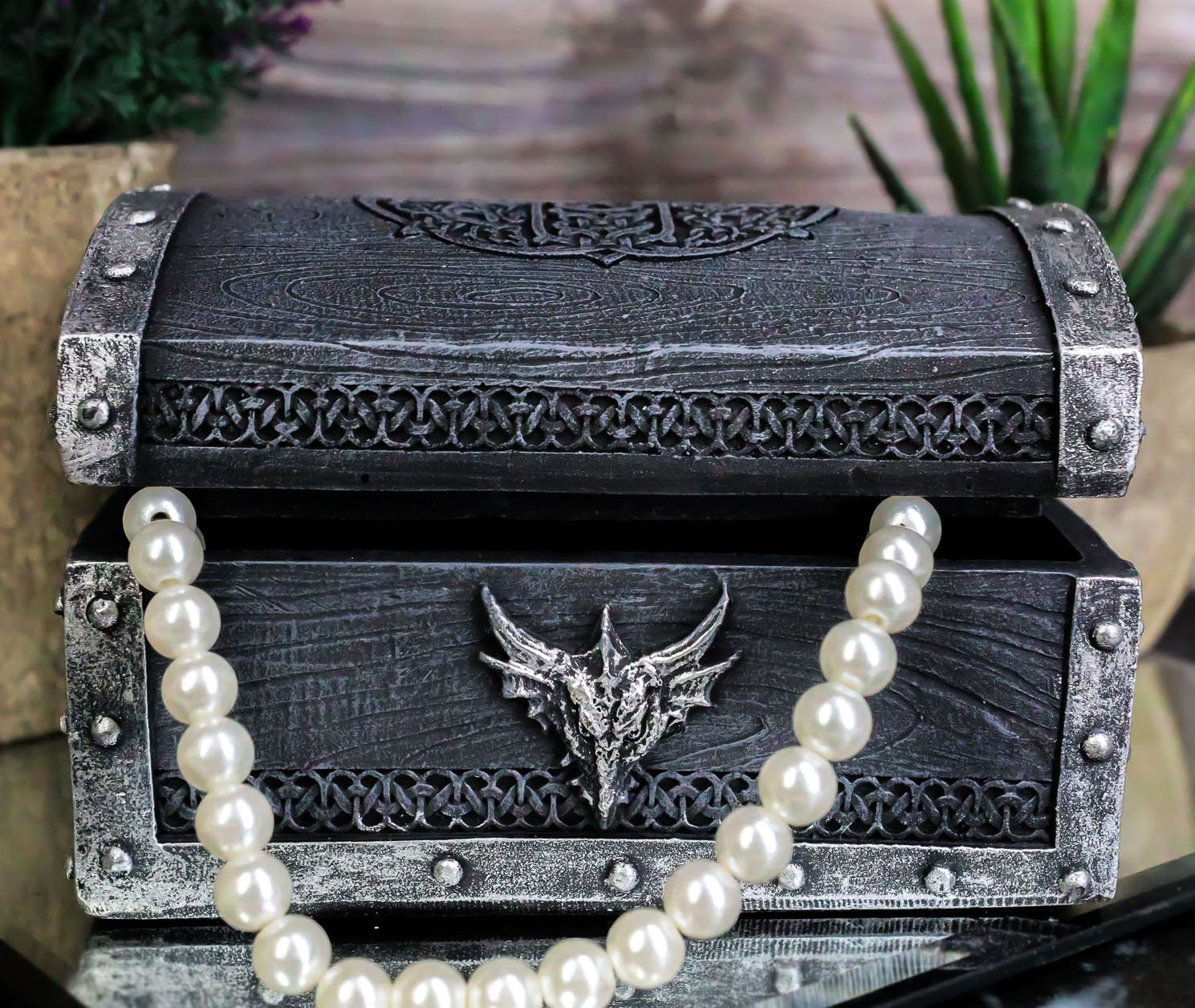 Ebros Medieval Fantasy Celtic Crucible Crest Dragon Decorative Box Fig ...