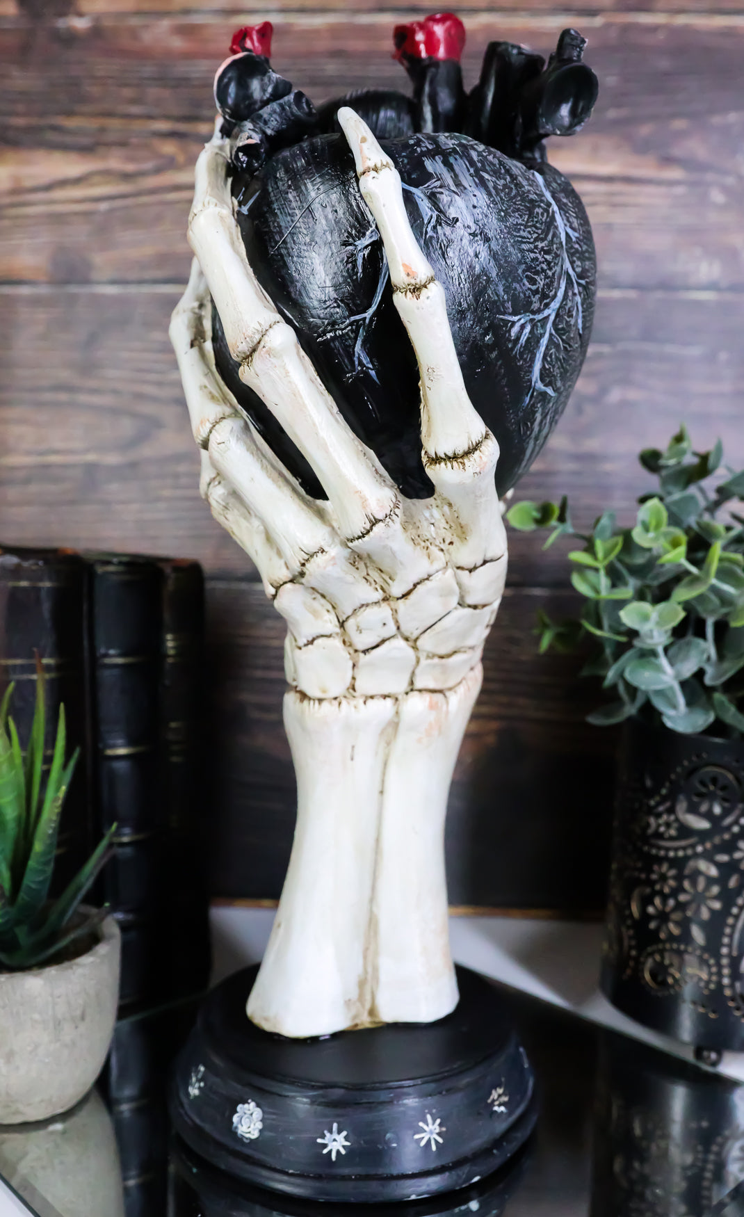 Gothic Alchemy Skeleton Hand Holding Black Anatomy Heart With Evil Eye ...