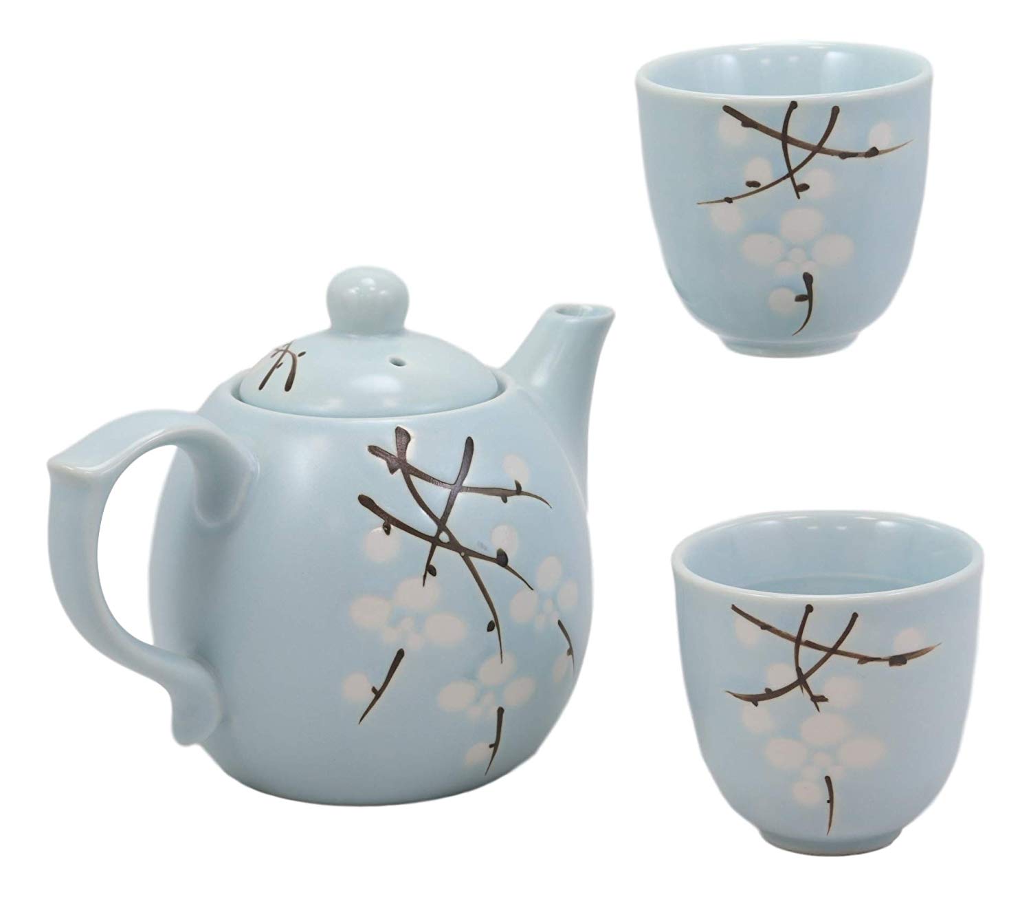 Japanese Sakura Pastel Sky Blue Cherry Blossom Porcelain 20oz Tea Pot ...