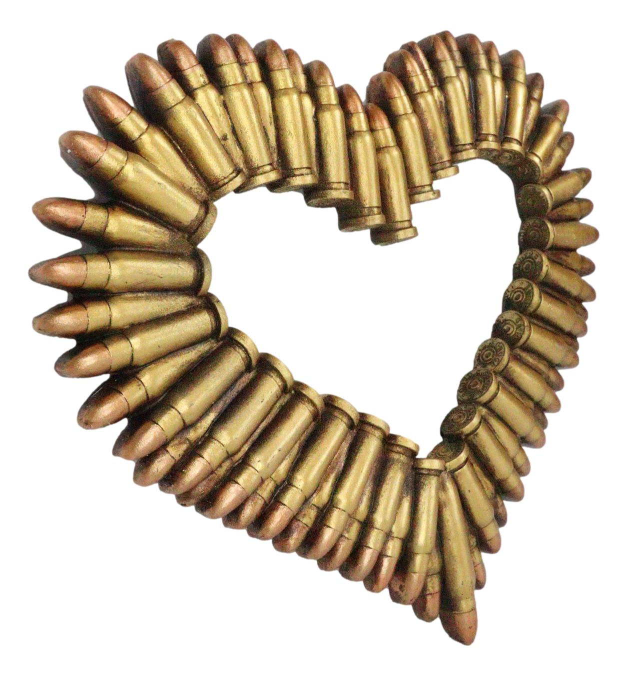 Ebros Gift Western Rifle Ammo Shells Gold Tone Bullets Heart Wall ...