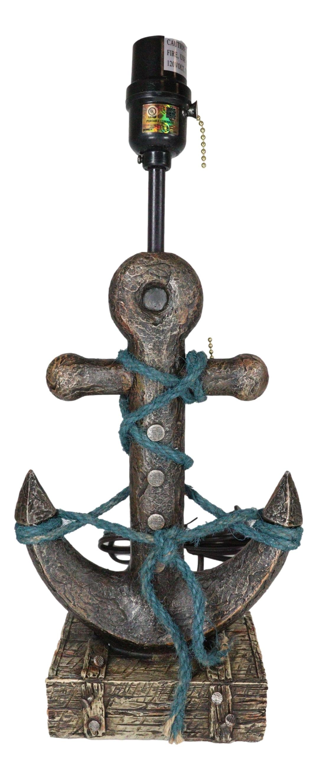 Rustic Sea Nautical Wharf Ship Anchor With Getty Ropes Table Lamp With ...