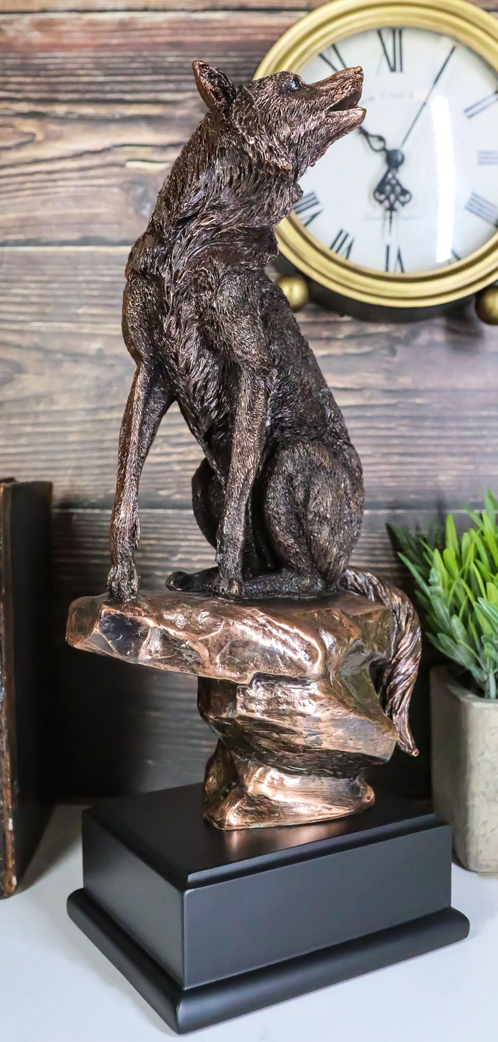 Ebros Gift Rustic Moon Howling Alpha Wolf Sitting On Rocky Cliff ...