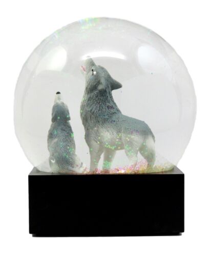 Ebros Wolf Water Globe Alpha Wolf & Cub Family Collectible Figurine 4 ...