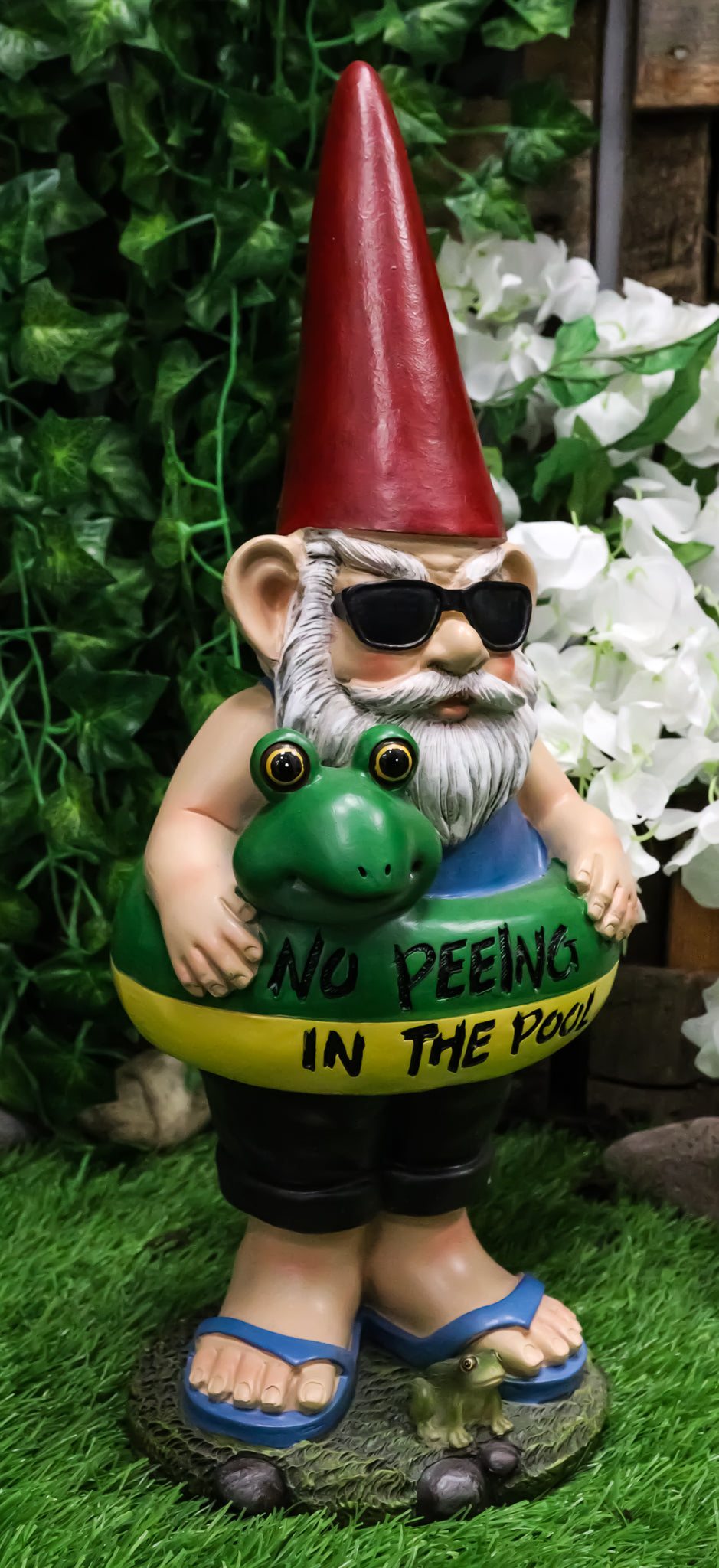 No Peeing In The Pool Lifeguard Vacation Gnome In Shades And Frog Floa ...