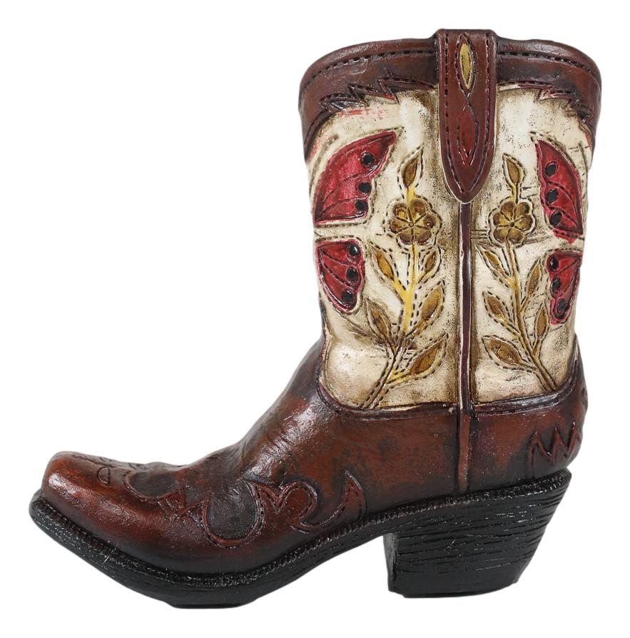 Set of 4 Rustic Western Tooled Leather Finish Cowboy Boots Miniature F ...