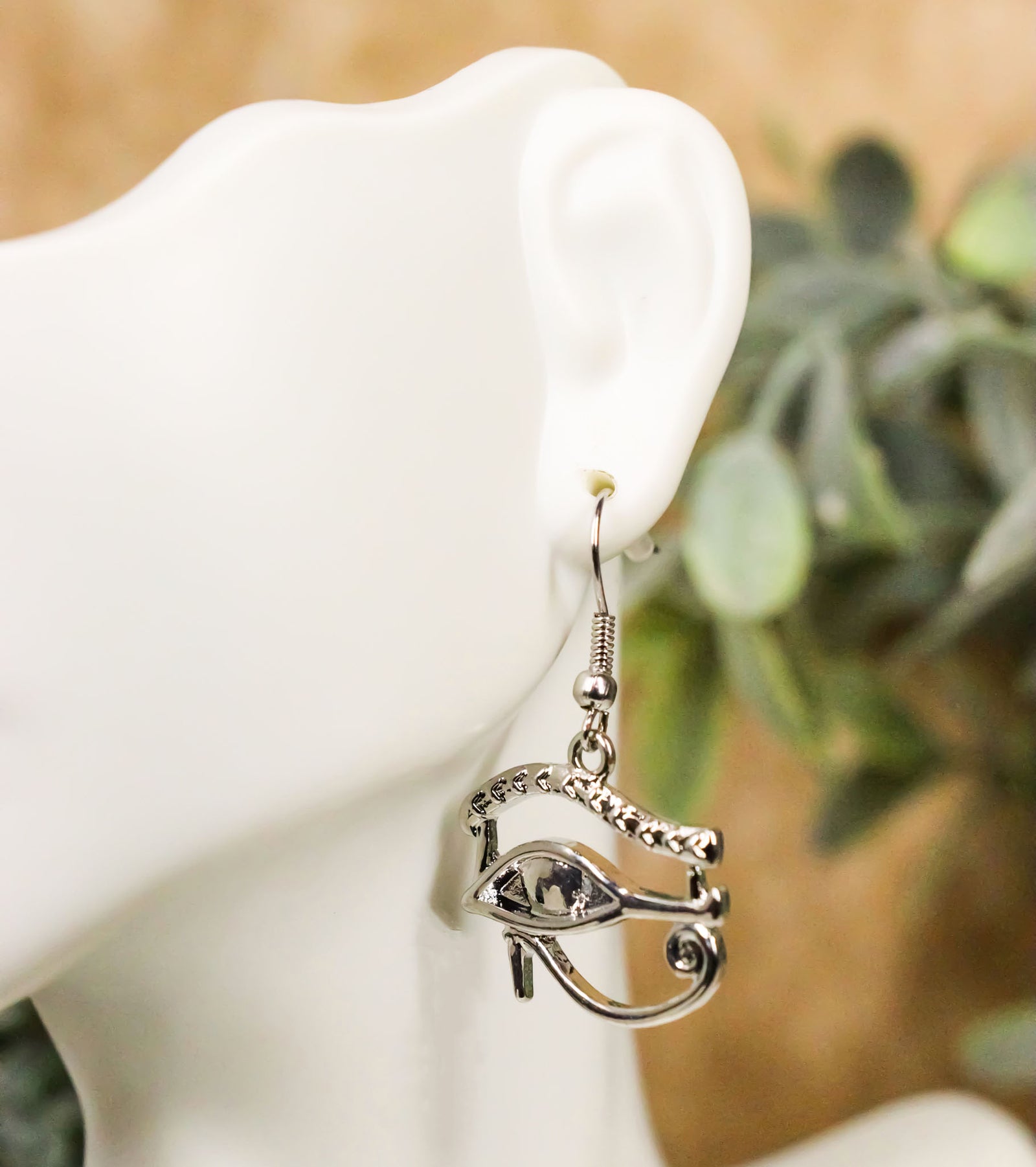 Ancient Egyptian Theme Eye Of Horus Silver Colored Stud Earrings Pair ...