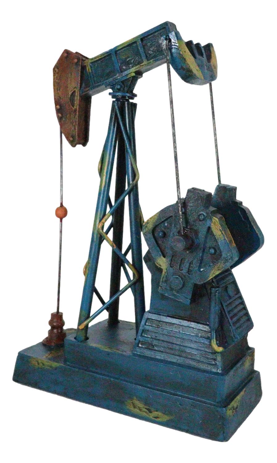 Western Rustic Blue Vintage Nodding Donkey Pumpjack Oil Derrick Rig Fi ...