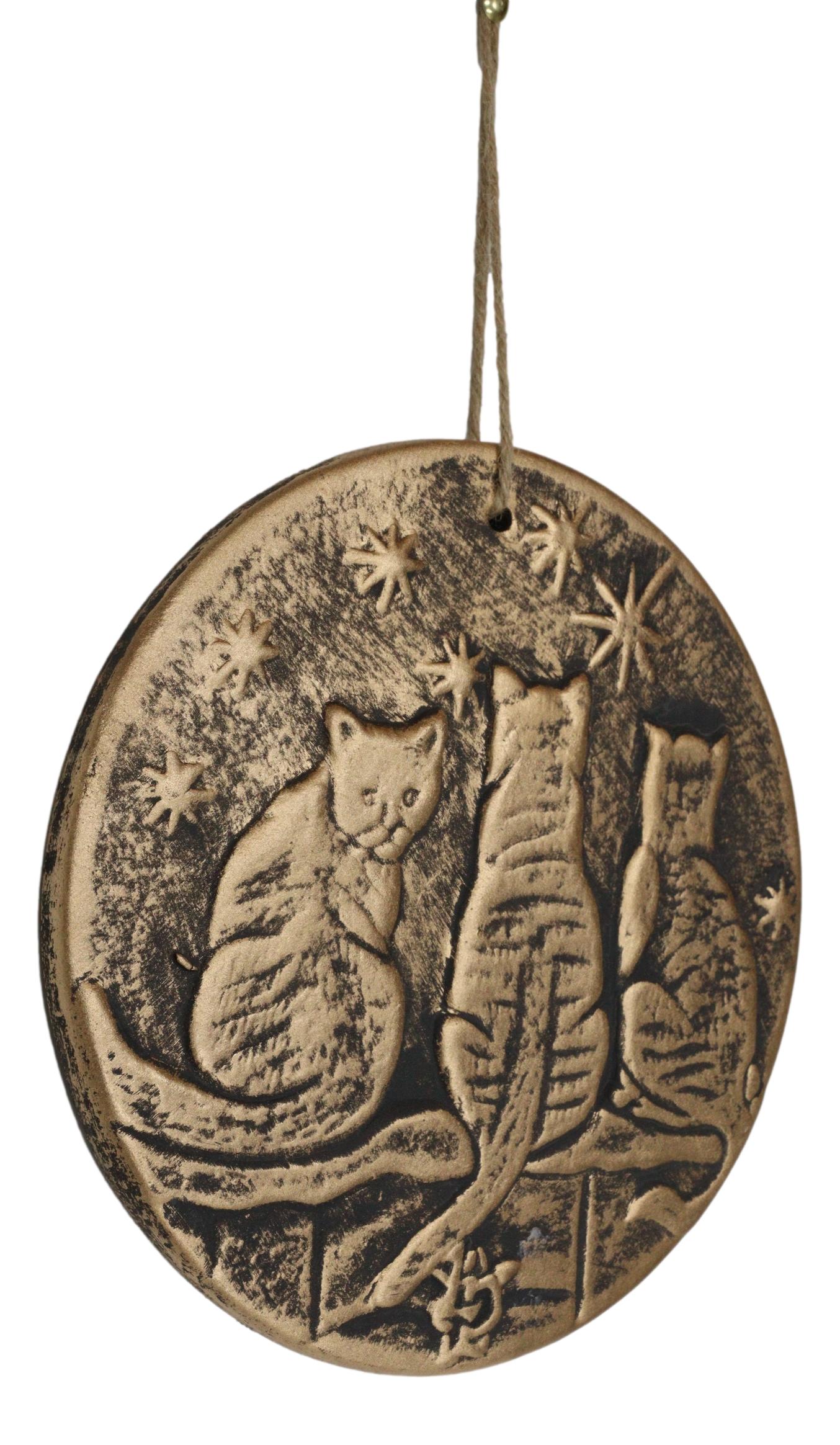 Wish Upon A Star Witching Hour Triple Cats Magic Terracotta Medallion ...