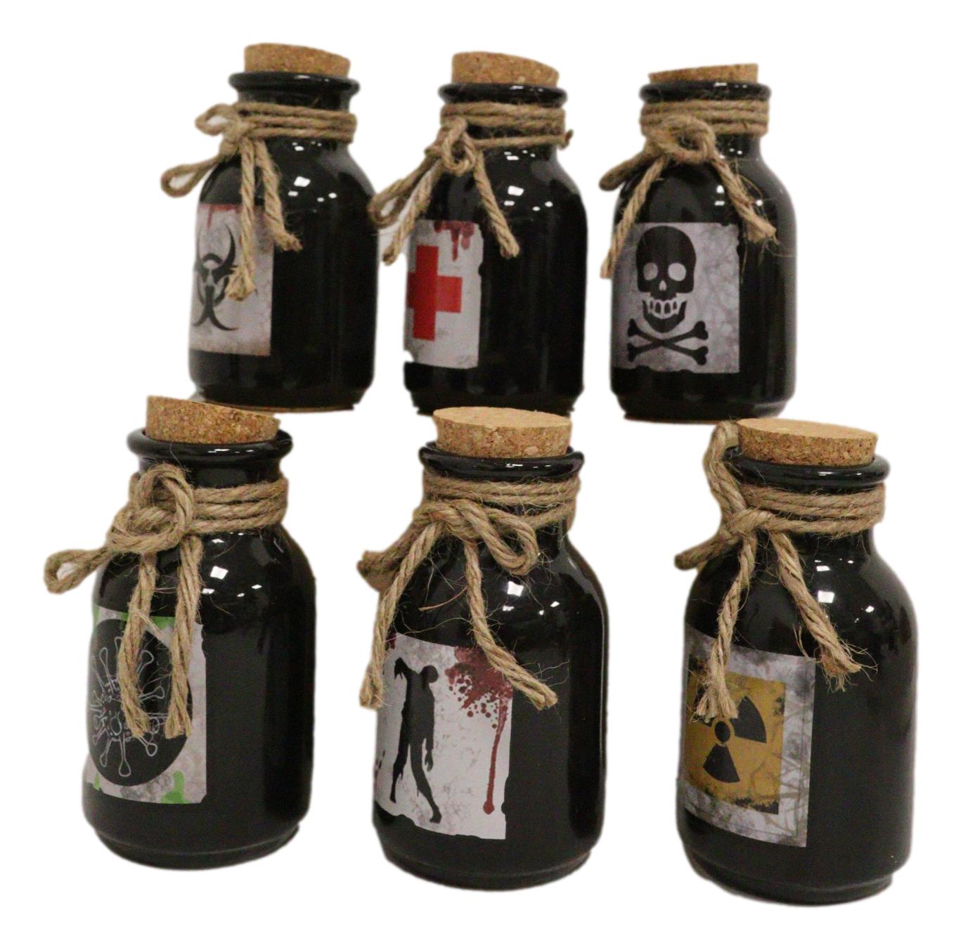 Pack Of 6 Ceramic Magic Voodoo Apothecary Mad Doctor Potion Bottles Pr– Ebros Gift