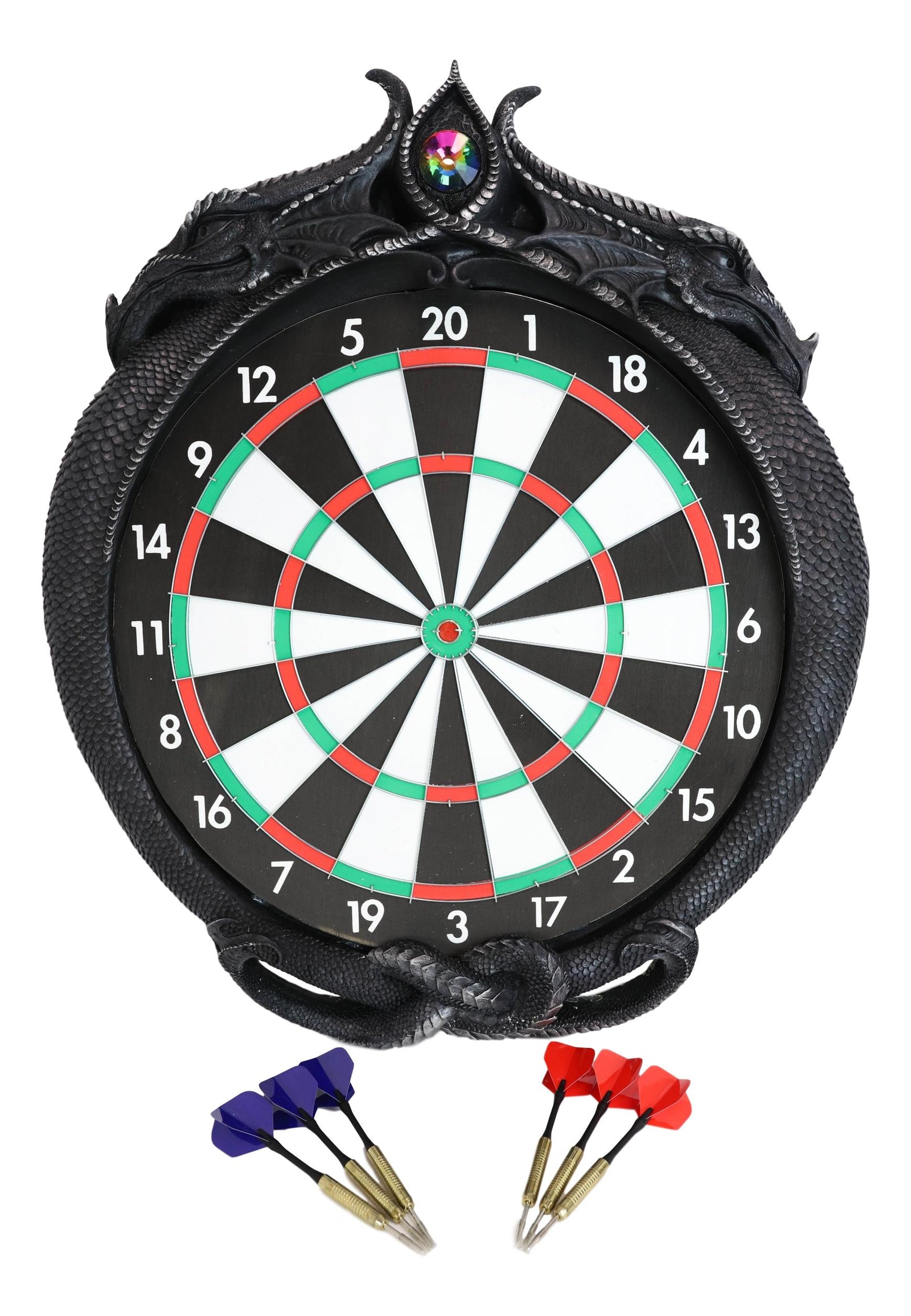 Medieval Dungeon Crystal Jade Dual Dragon Dart Board Wall Sculpture 20 ...
