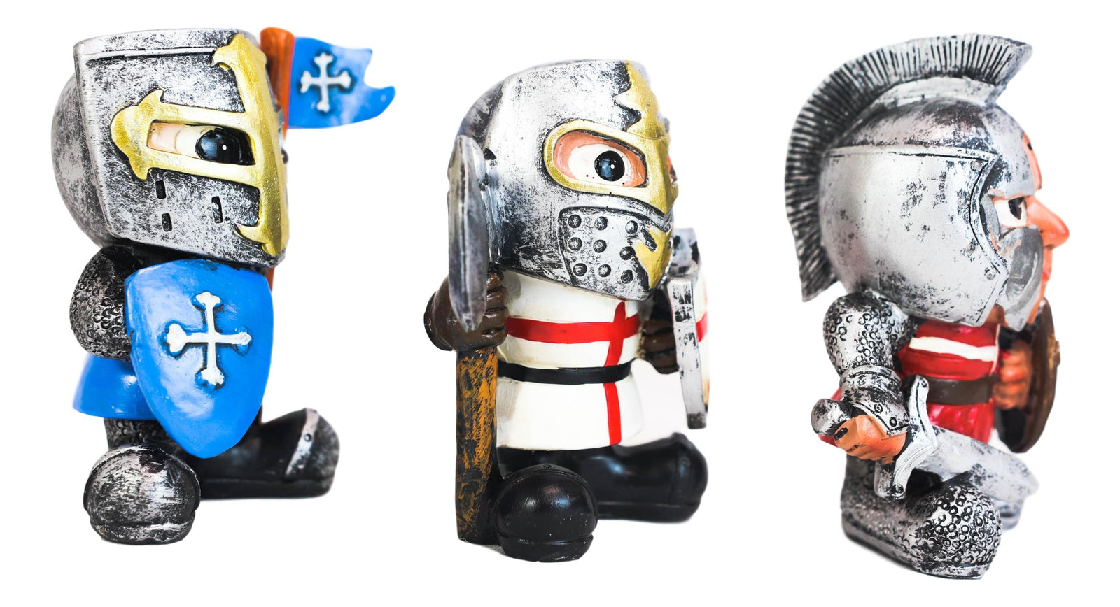 Chibi Templar Crusader Knights With Sword Axe Flag And Shield Figurine ...