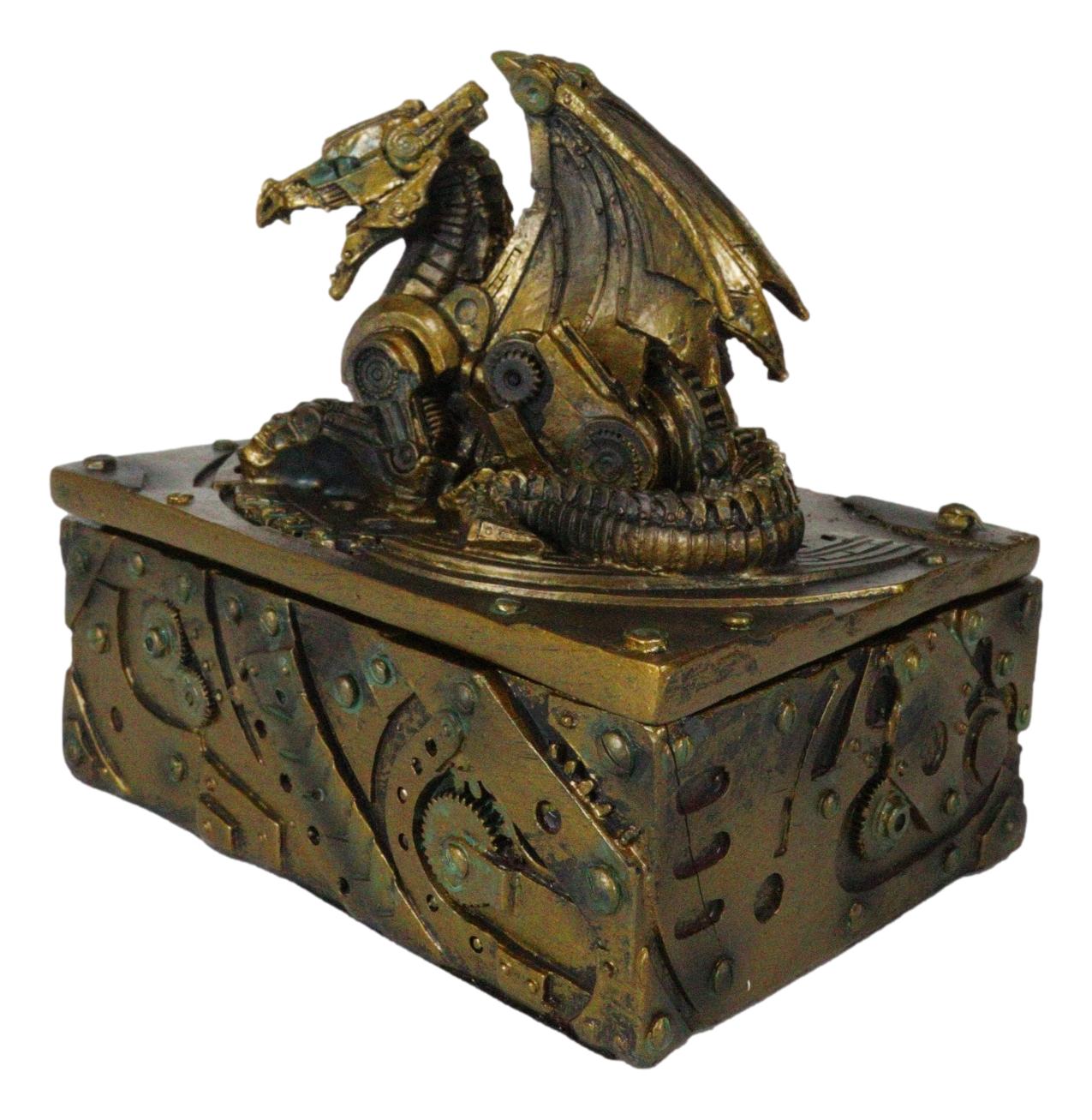 Ebros Steampunk Dragon Jewelry Box Vintage Cyborg Dragon Decorative Bo ...